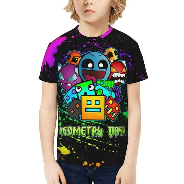 Geometry Dash Shirts For Boys 3d Printed Novelty T-Shirt Fashion Tees ...