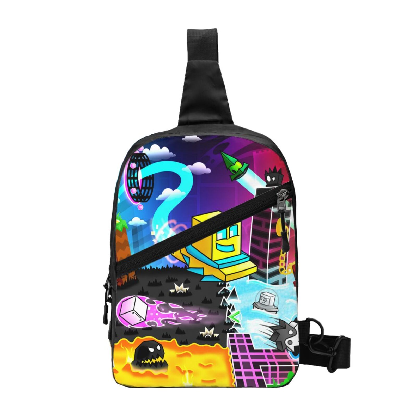 Geometry Dash Sling Crossbody Backpack Shoulder Bag Chest Bag Daypack ...