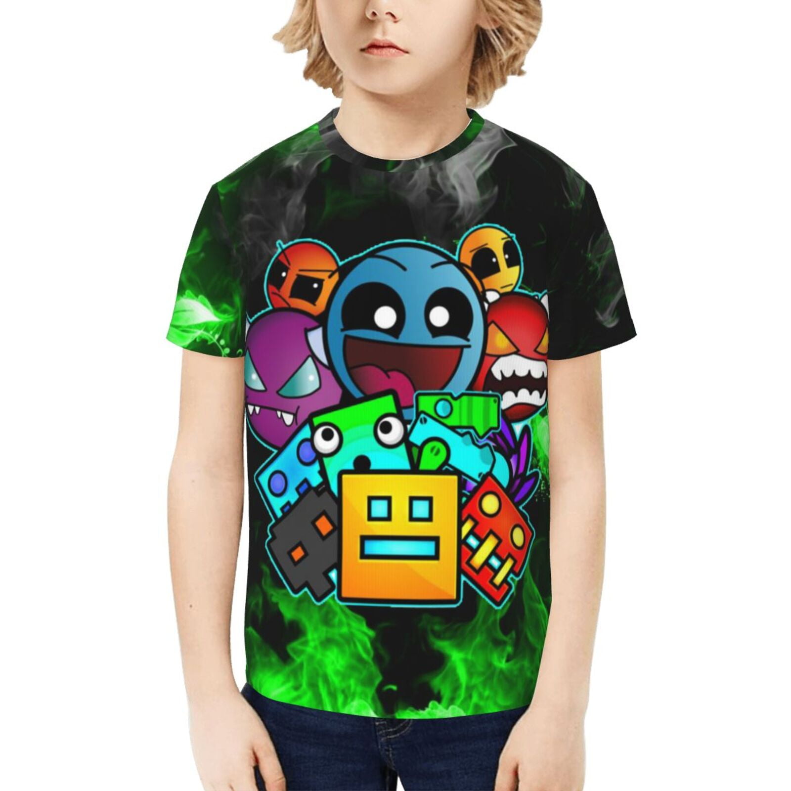 Geometry Dash T-Shirts Summer Short Sleeved Shirt For Boys Girls Kids ...