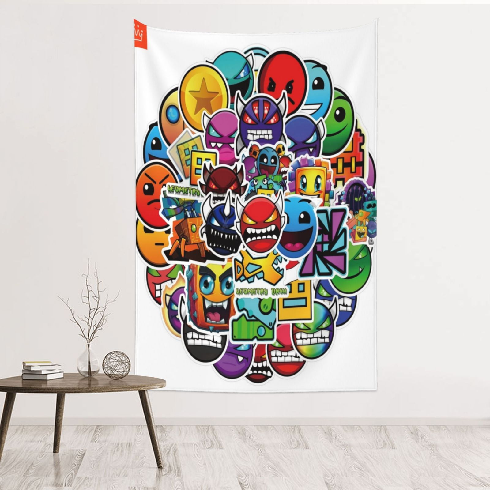 Geometry-Dash Tapestries Fabric Wall Hanging Indoor Outdoor Wall Art ...