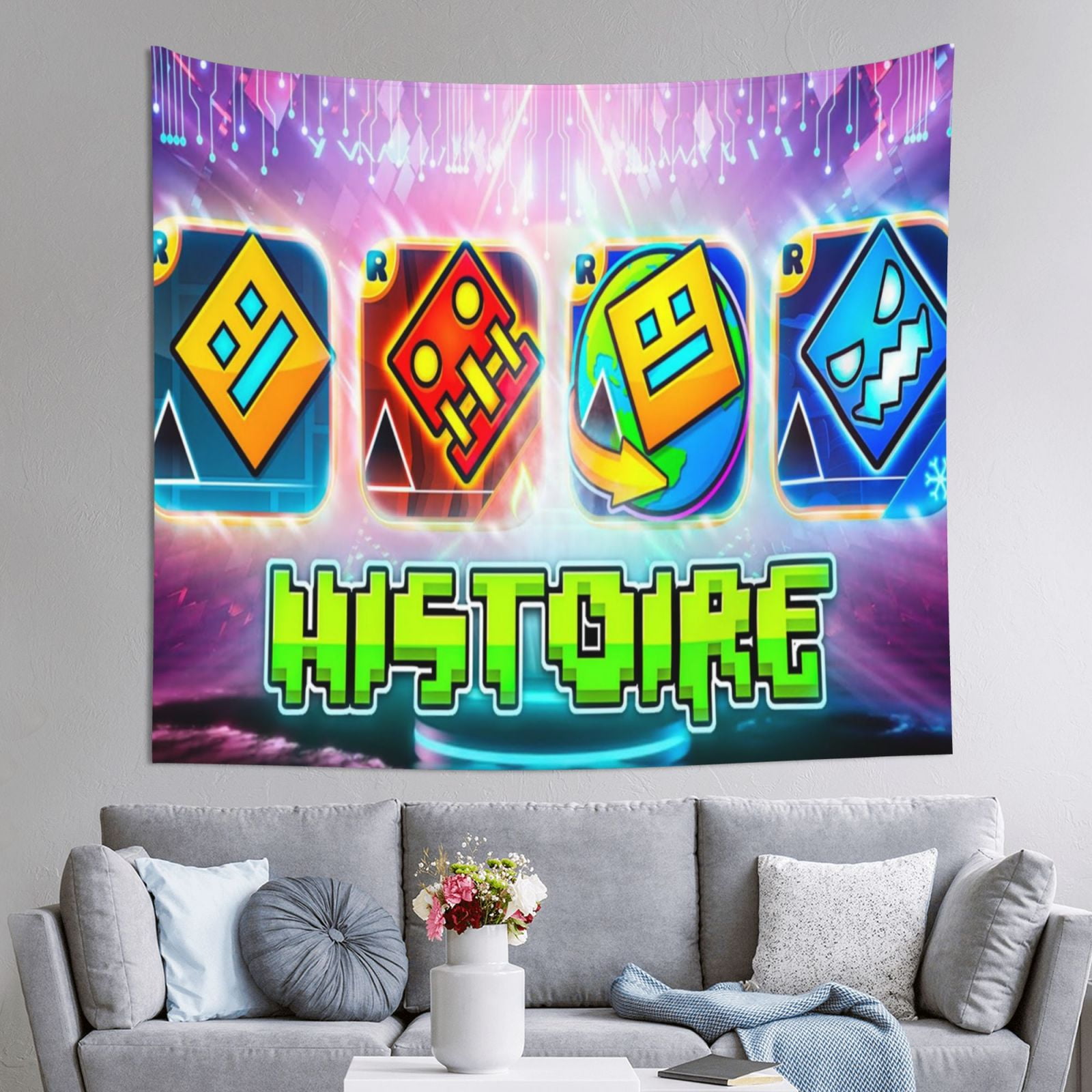 Geometry Dash Tapestry Anime Poster Wall Hanging Art Decor For Living ...