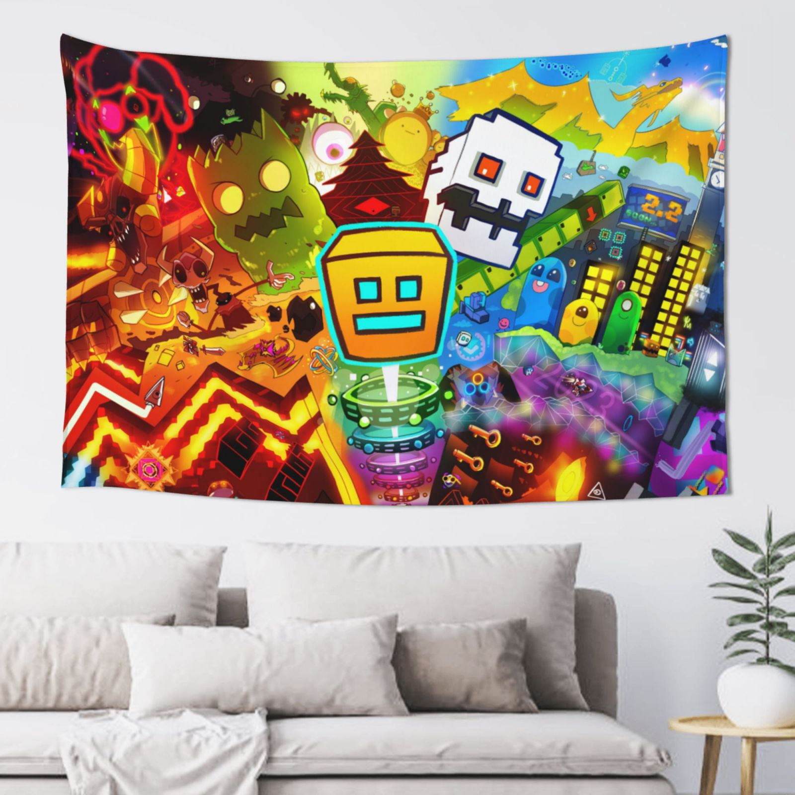 Geometry Dash Tapestry For Bedroom, Anime Movie Poster Room Decor Wall ...