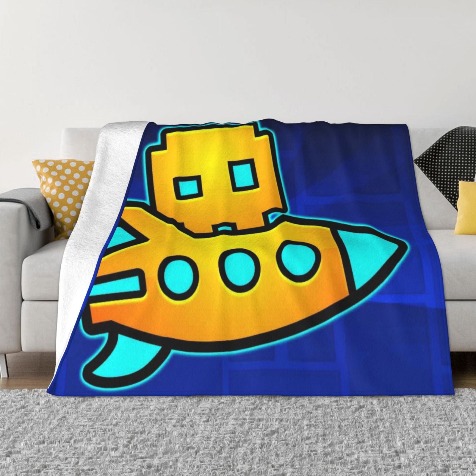 Geometry Dash Throw Blanket Couch Bed Sofa Soft Lightweight Warm Cozy ...