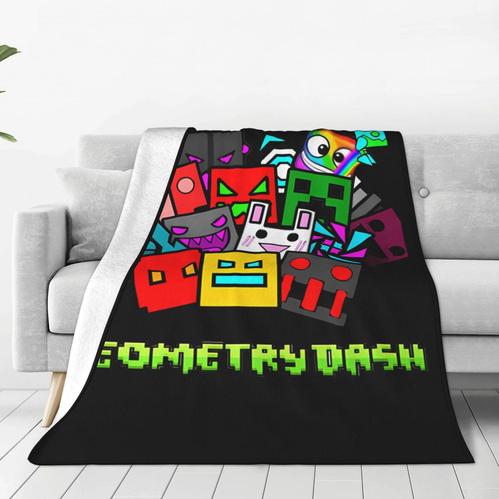 Geometry Dash Throw Blanket Couch Bed Sofa Soft Lightweight Warm Cozy ...