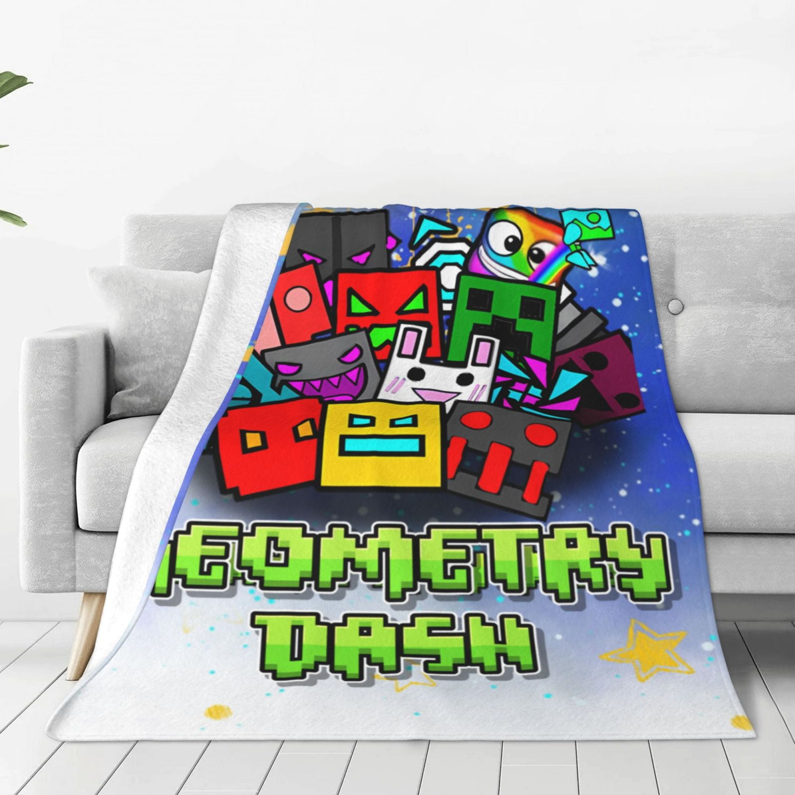 Geometry Dash Throw Blanket Couch Bed Sofa Soft Lightweight Warm Cozy ...
