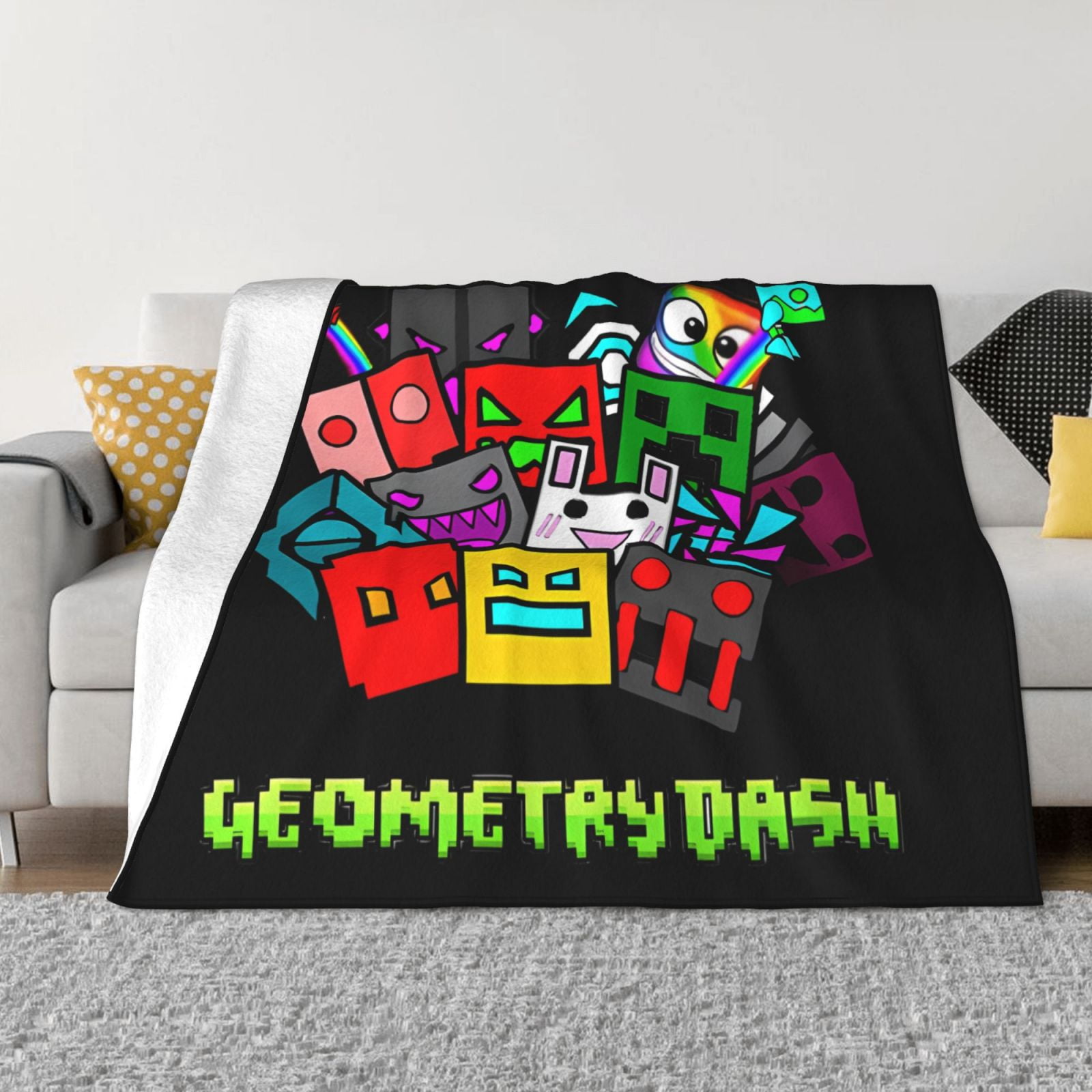 Geometry Dash Throw Blanket Couch Bed Sofa Soft Lightweight Warm Cozy ...