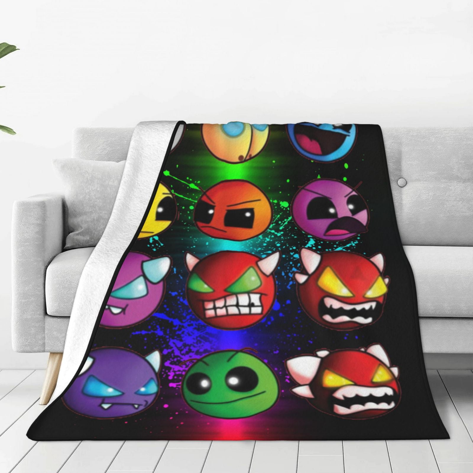 Geometry Dash Throw Blanket Couch Bed Sofa Soft Lightweight Warm Cozy ...