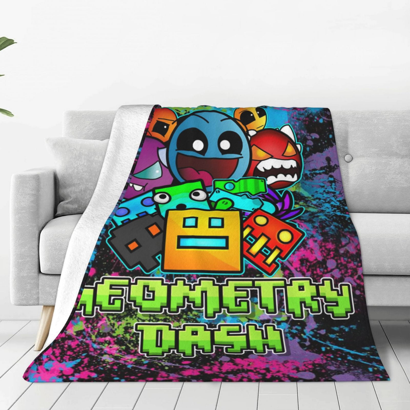 Geometry Dash Throw Blanket Couch Bed Sofa Soft Lightweight Warm Cozy ...