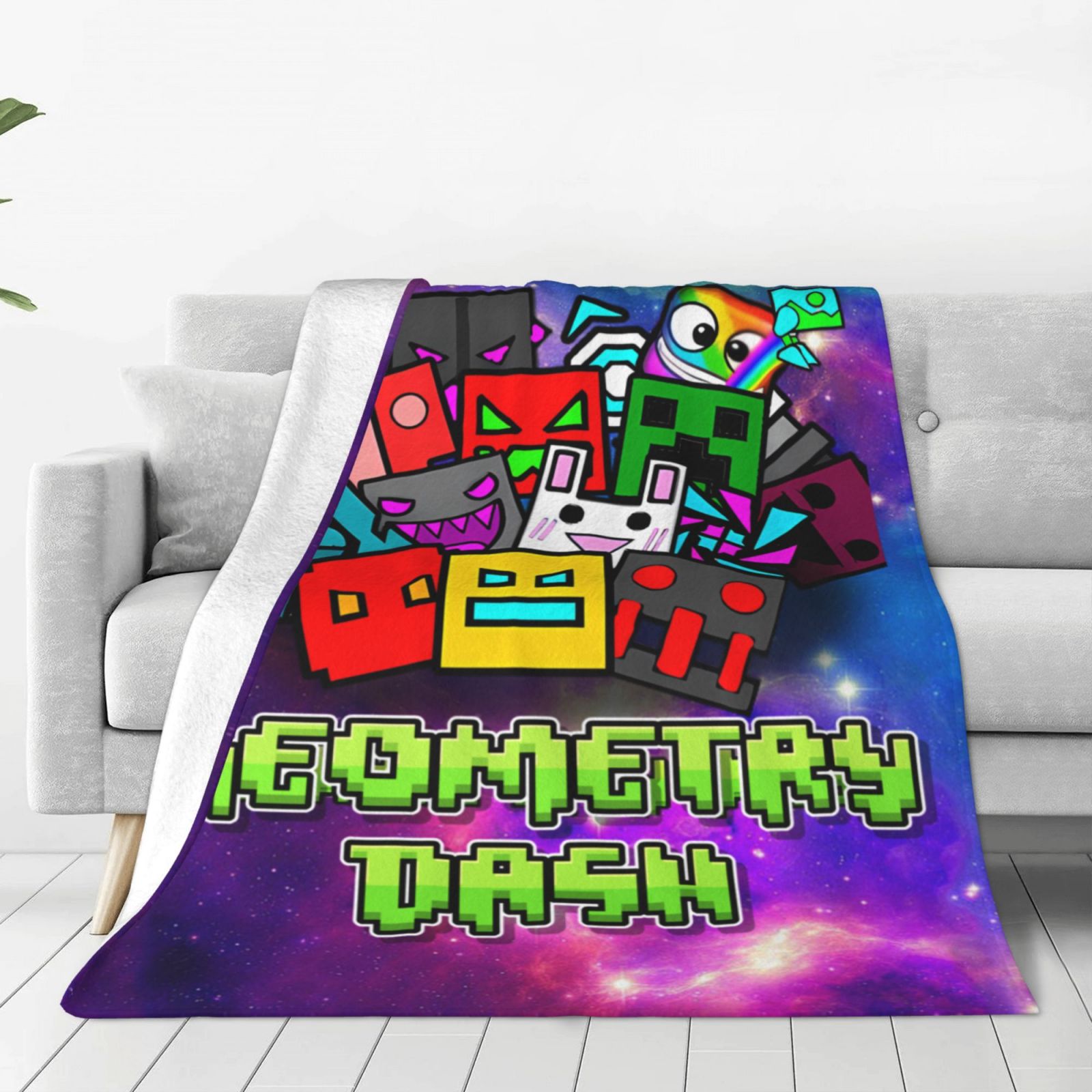 Geometry Dash Throw Blanket Couch Bed Sofa Soft Lightweight Warm Cozy ...