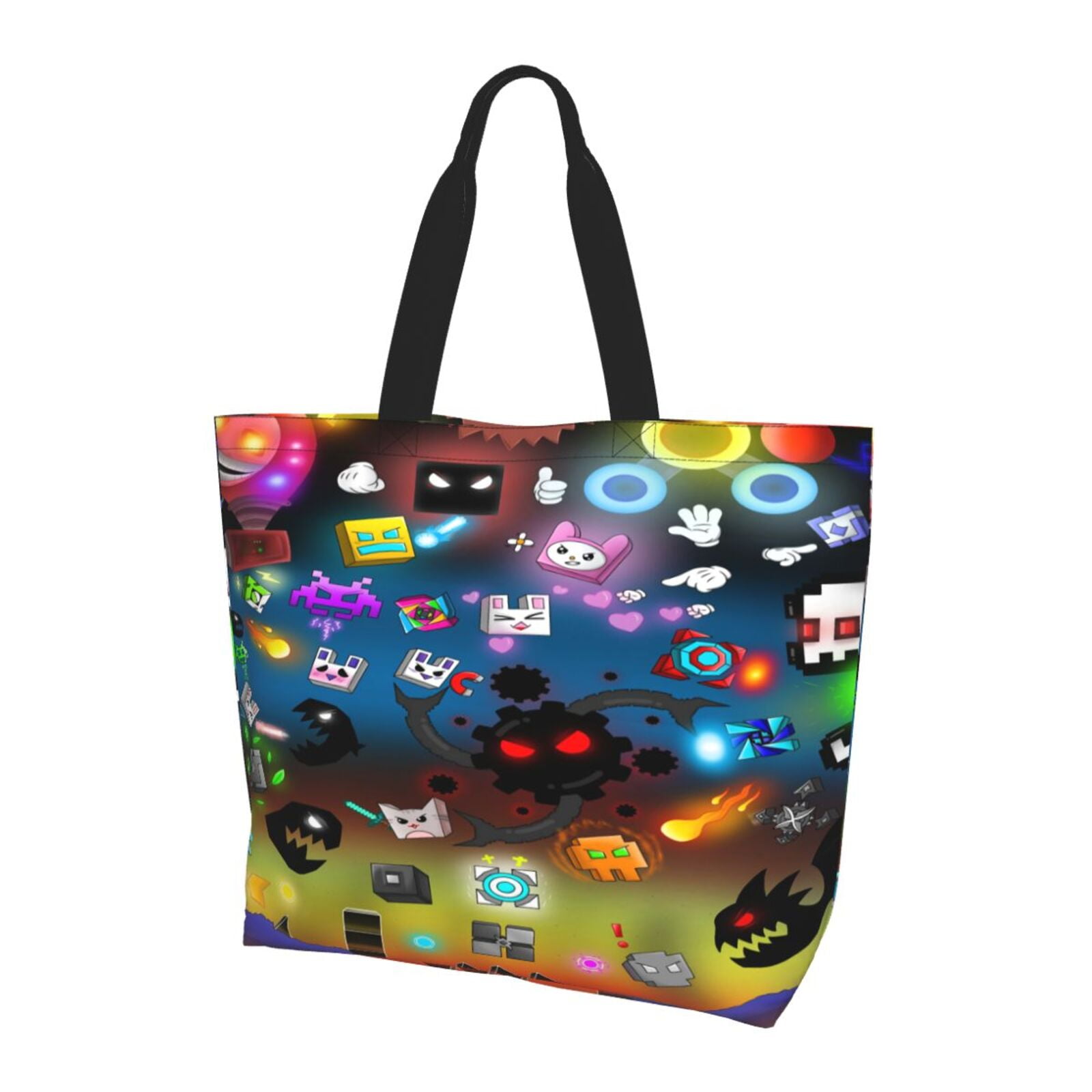 Geometry Dash Tote Bag for Women Cute Beach Bag Portable Handbag Ladies ...
