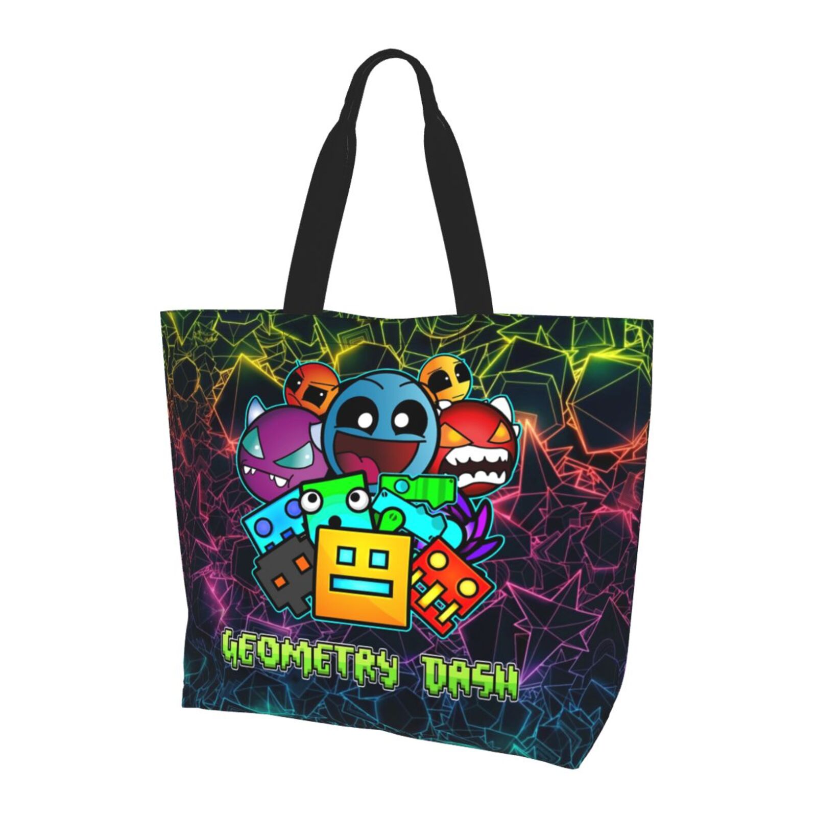 Geometry Dash Tote Bag for Women Cute Beach Bag Portable Handbag Ladies ...