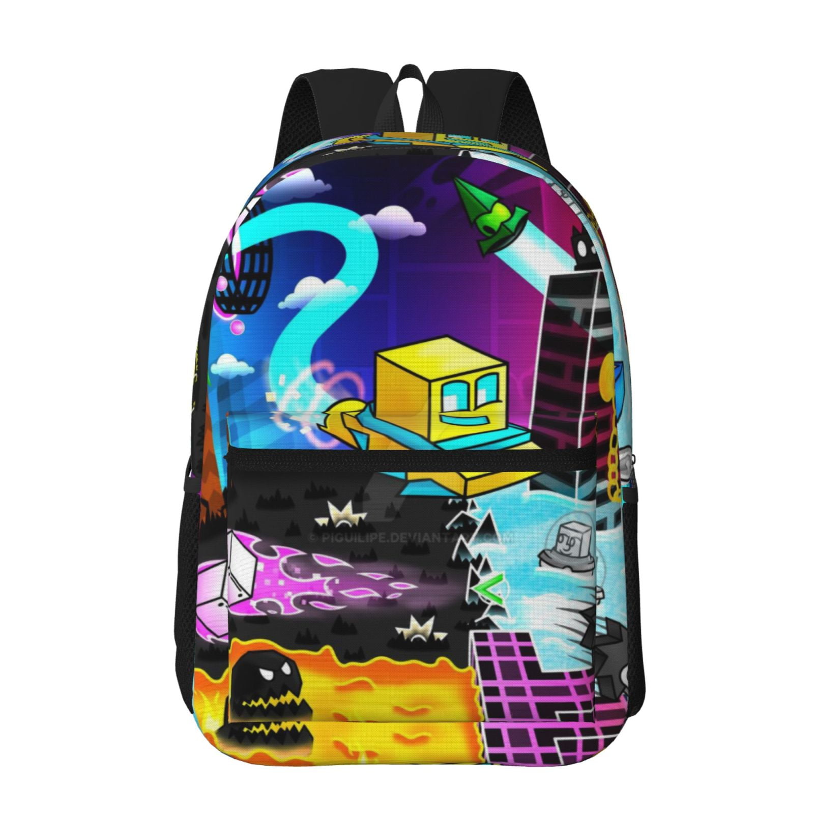 Geometry Dash Travel Laptop Backpack College School Computer Bag Black ...