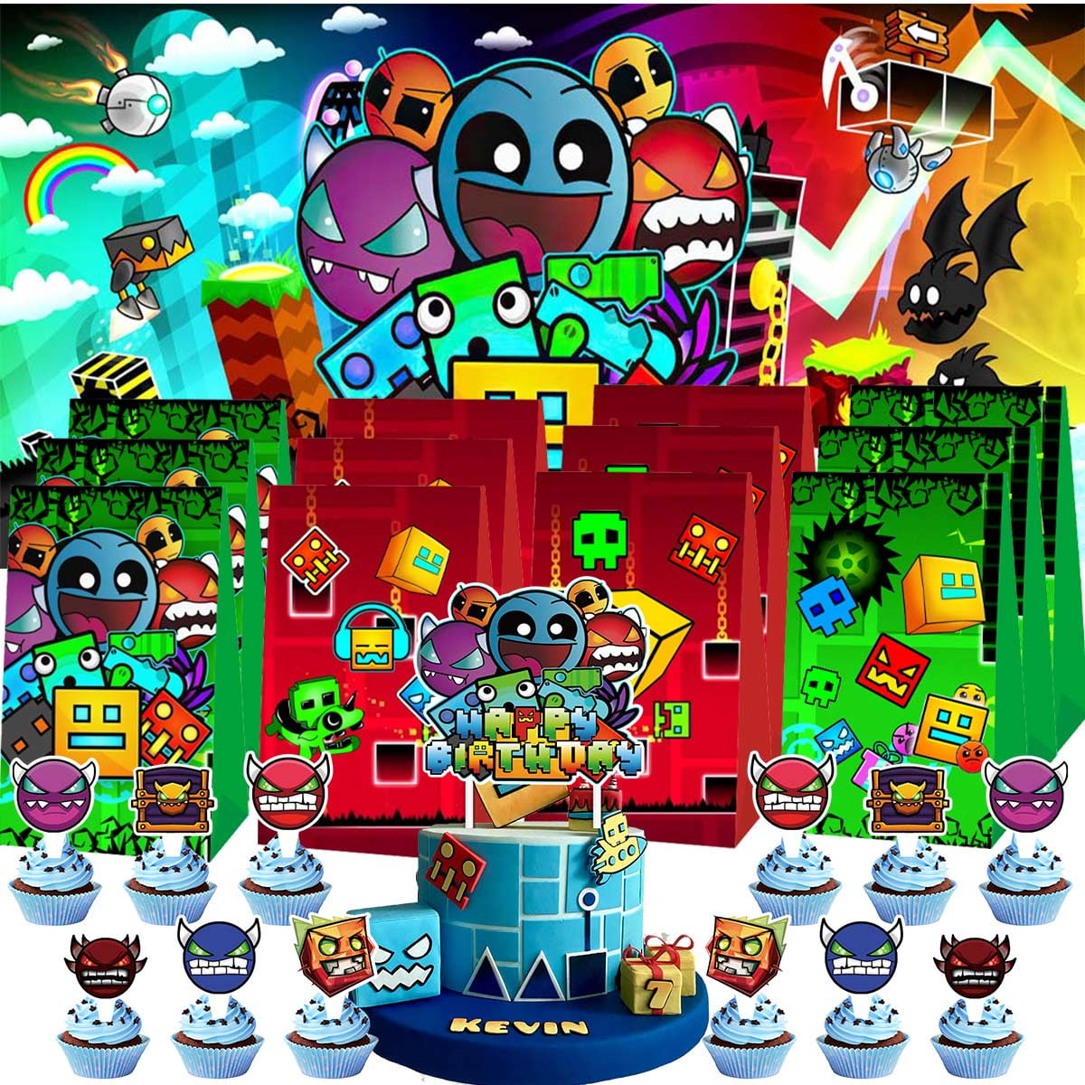 Geometry Dash Treat Bags Candy Decorations Party Favor Supplies ...