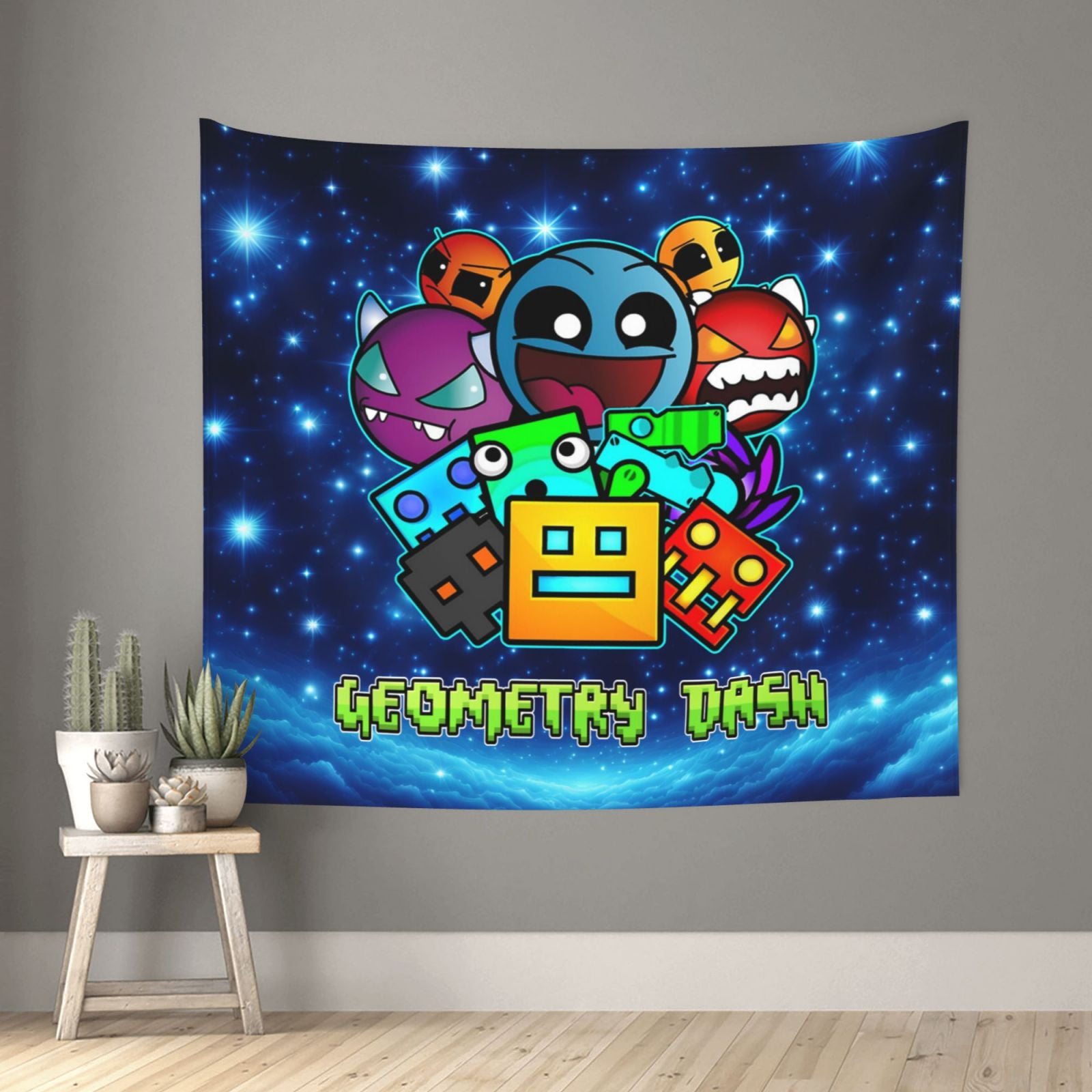 Geometry Dash Wall Tapestry Anime Poster For Bedroom Aesthetics Funny ...