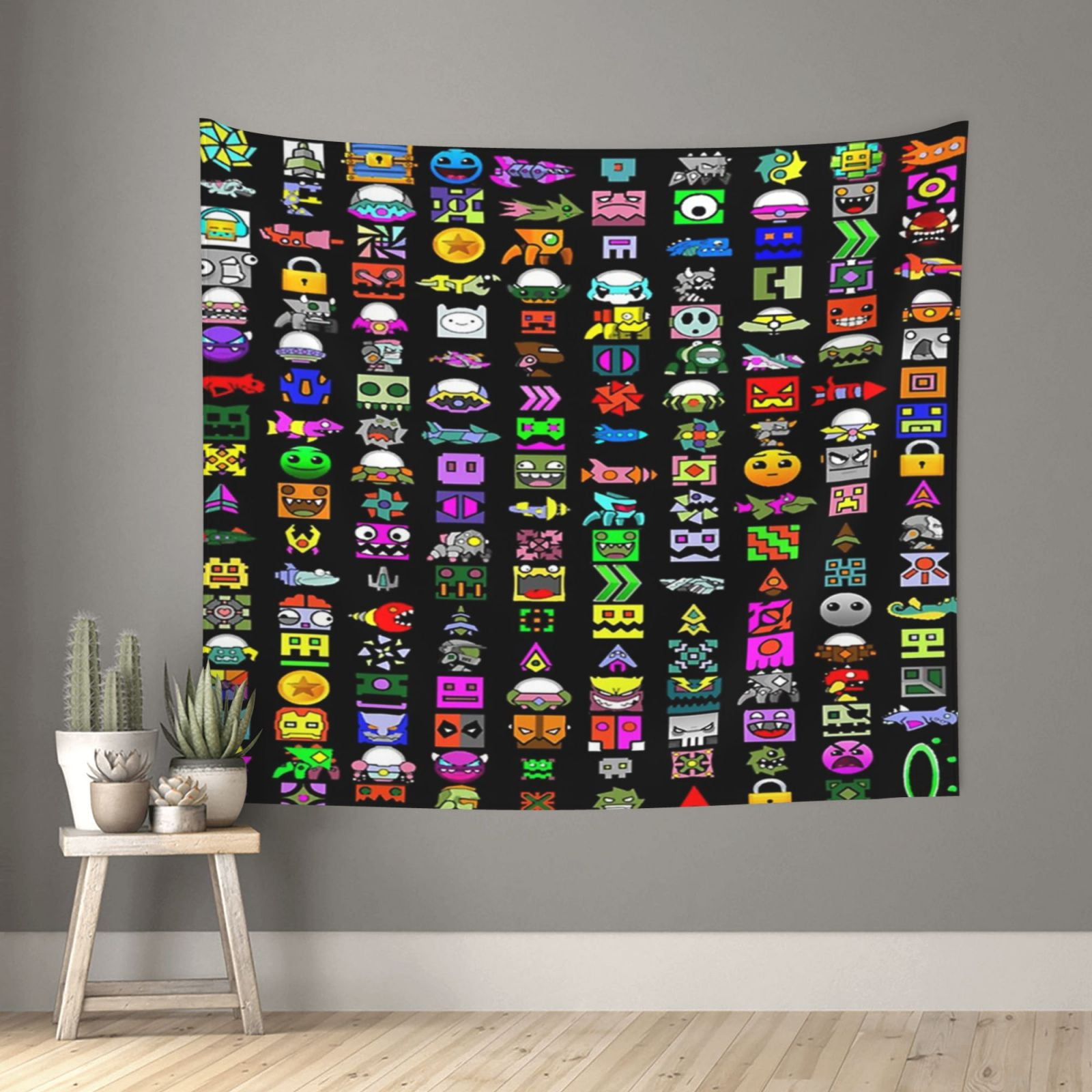 Geometry Dash Wall Tapestry Anime Poster For Bedroom Aesthetics Funny ...