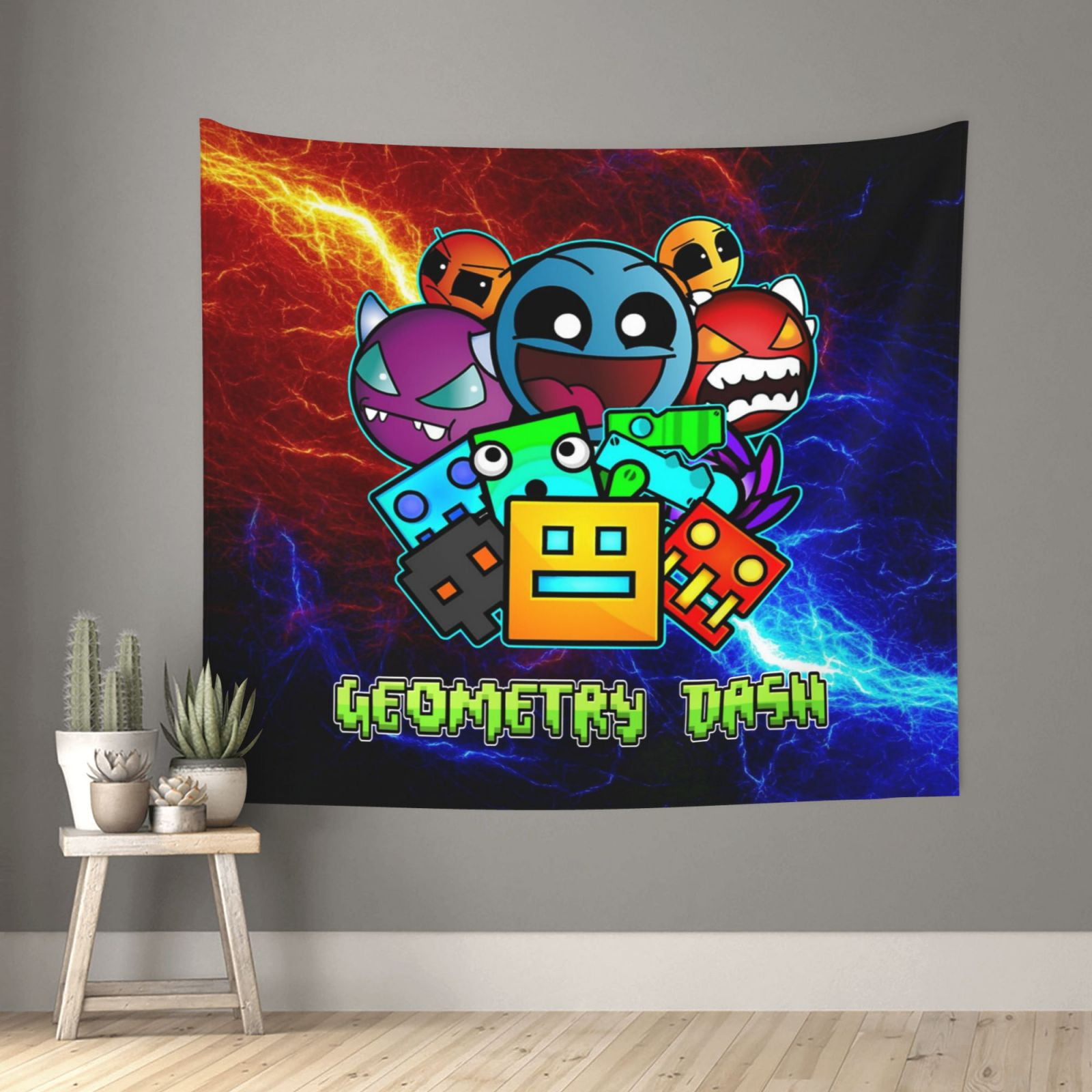 Geometry Dash Wall Tapestry Anime Poster For Bedroom Aesthetics Funny ...