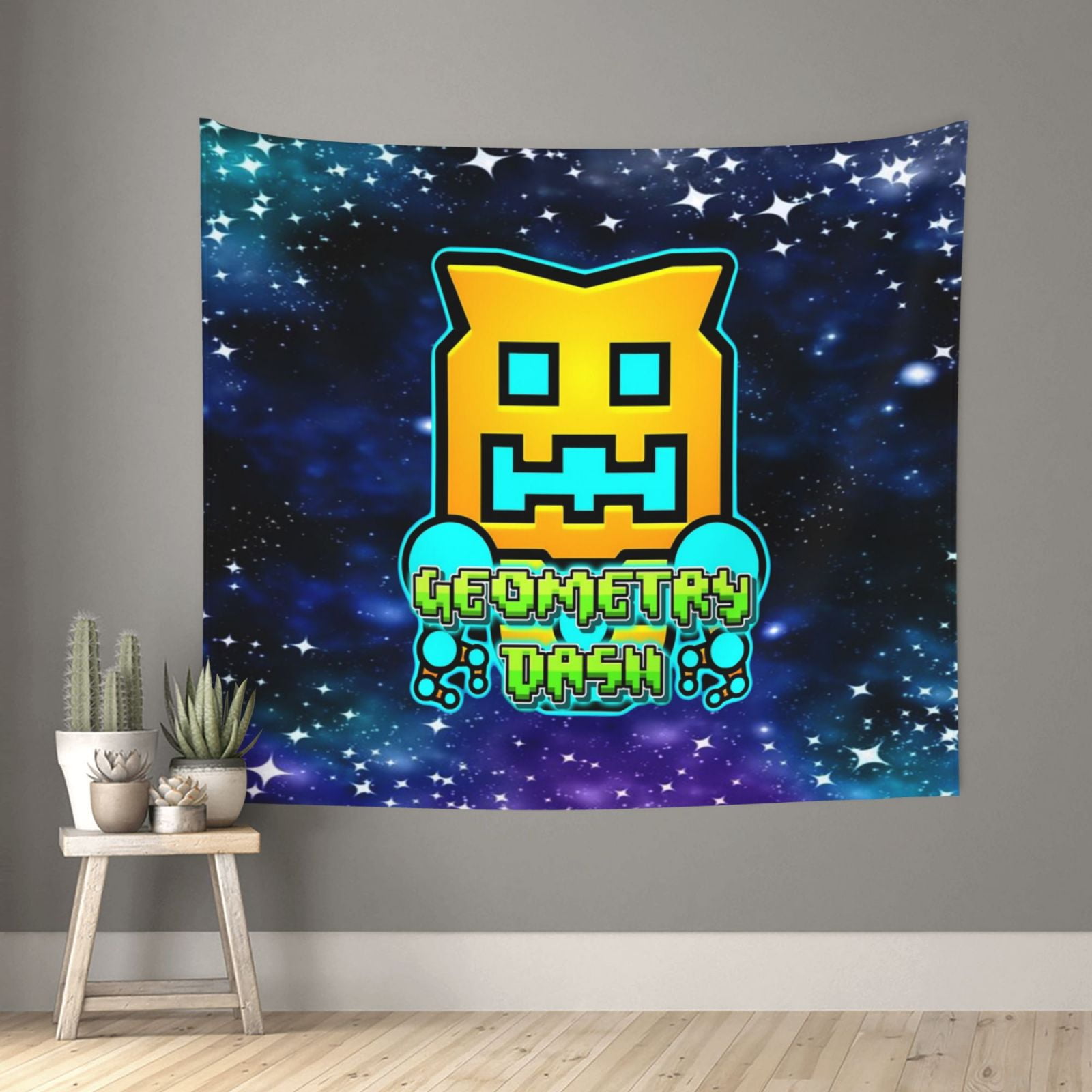 Geometry Dash Wall Tapestry Anime Poster For Bedroom Aesthetics Funny ...
