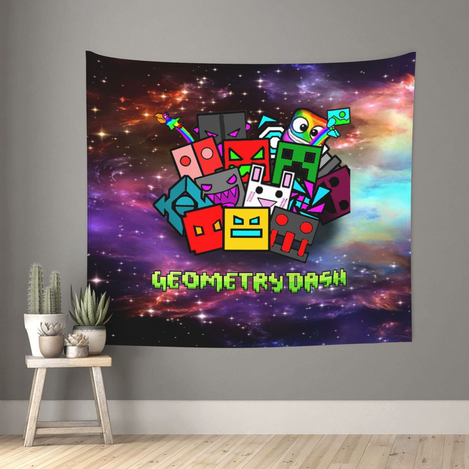 Geometry Dash Wall Tapestry Anime Poster For Bedroom Aesthetics Funny ...