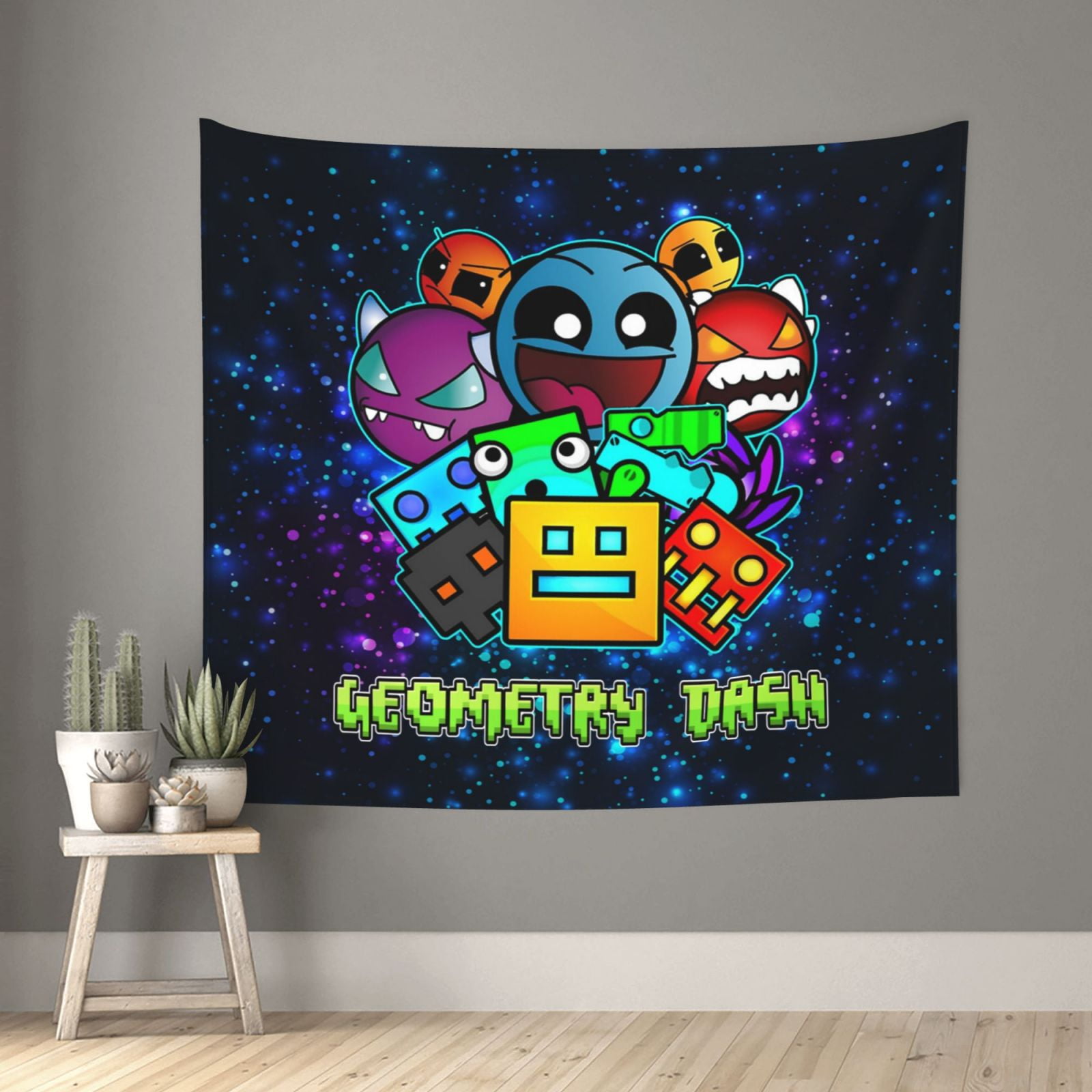 Geometry Dash Wall Tapestry Anime Poster For Bedroom Aesthetics Funny ...