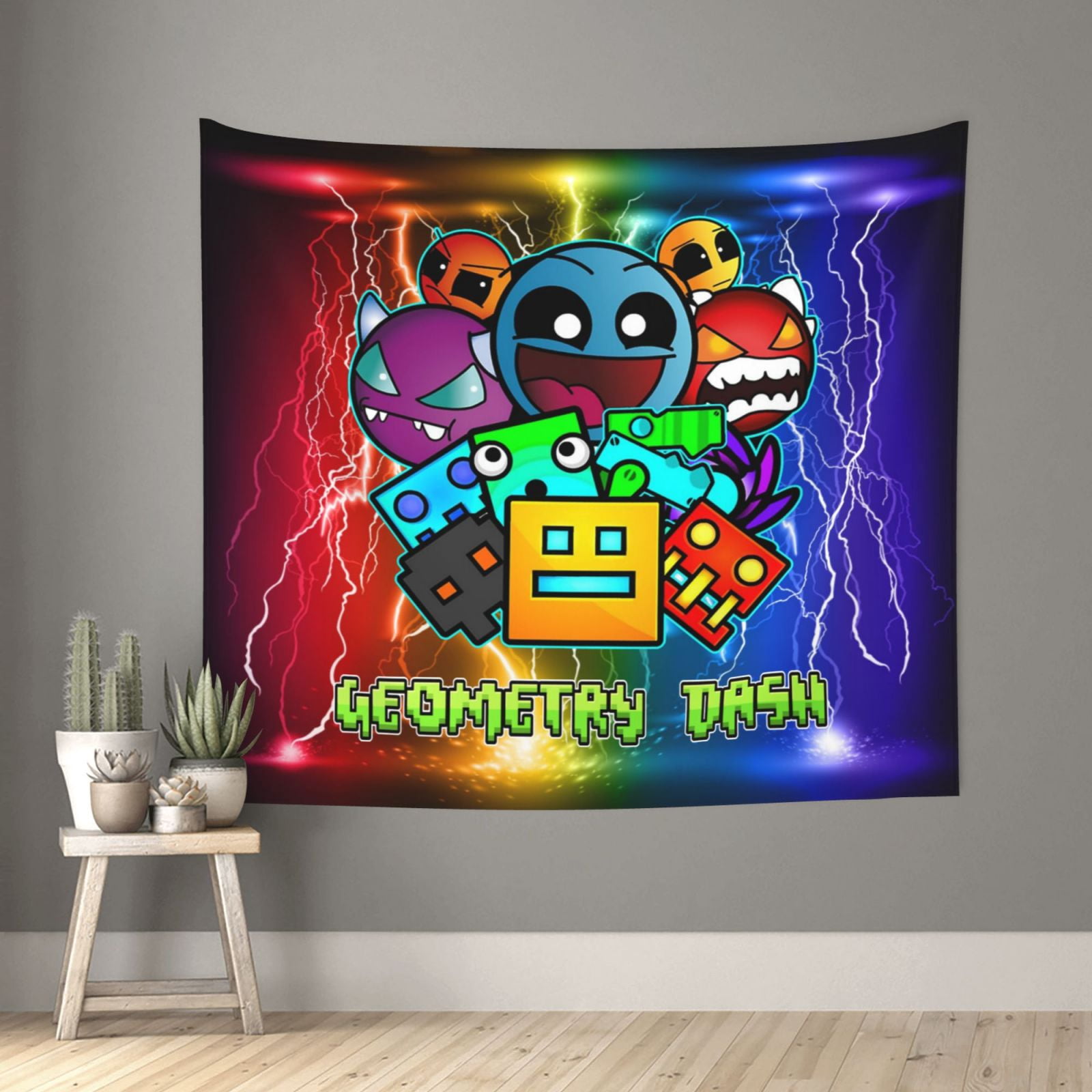Geometry Dash Wall Tapestry Anime Poster For Bedroom Aesthetics Funny ...