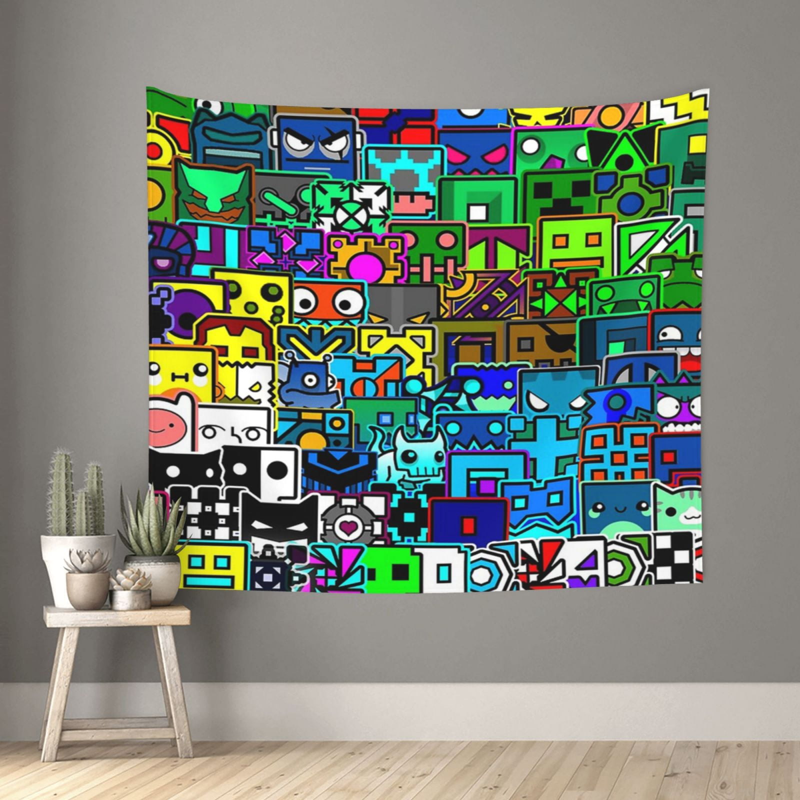 Geometry Dash Wall Tapestry Anime Poster For Bedroom Aesthetics Funny ...
