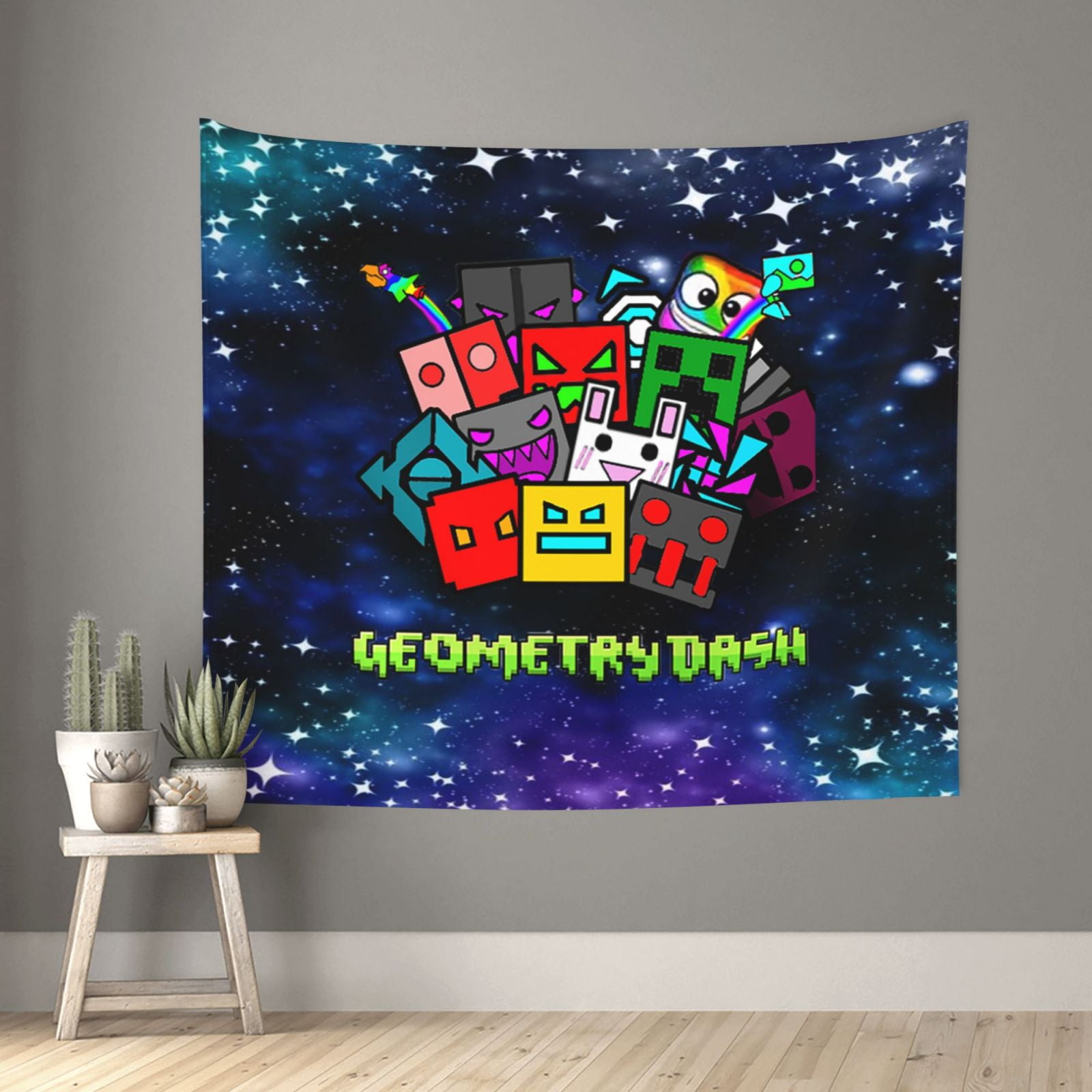 Geometry Dash Wall Tapestry Anime Poster For Bedroom Aesthetics Funny ...