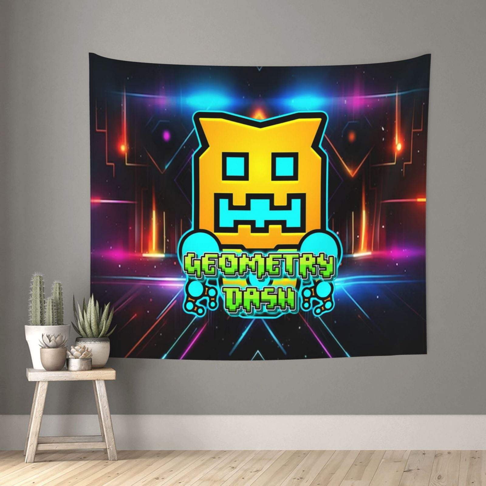 Geometry Dash Wall Tapestry Anime Poster For Bedroom Aesthetics Funny ...