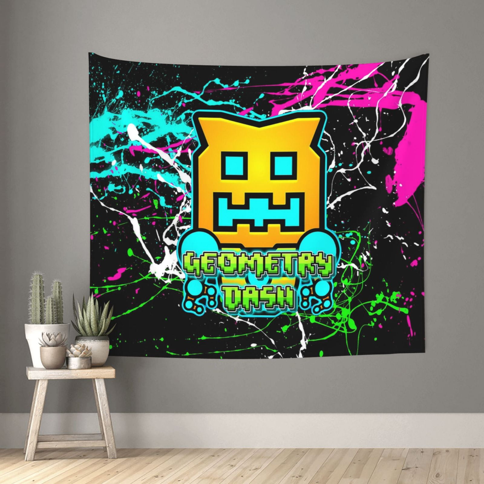 Geometry Dash Wall Tapestry Anime Poster For Bedroom Aesthetics Funny ...