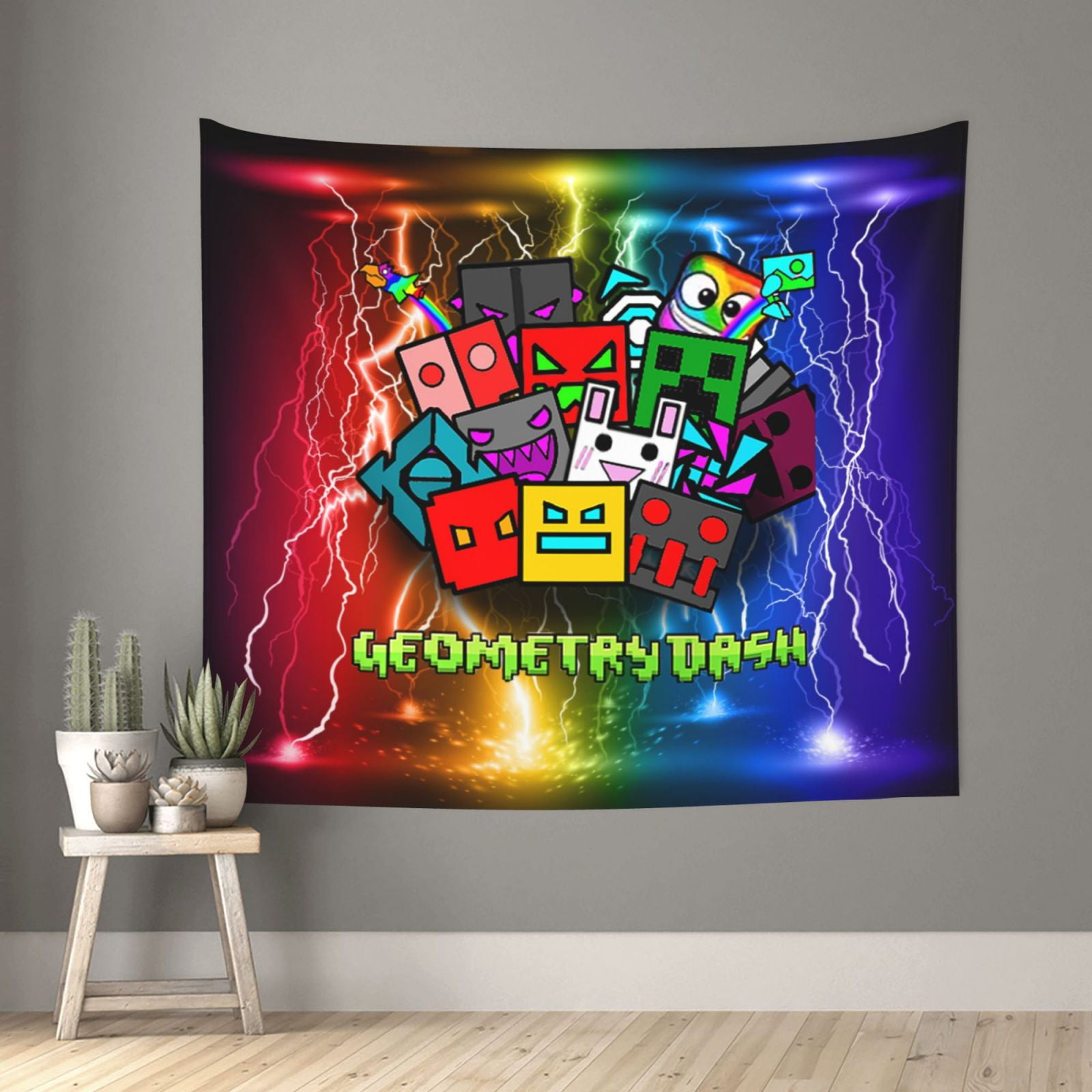 Geometry Dash Wall Tapestry Anime Poster For Bedroom Aesthetics Funny ...