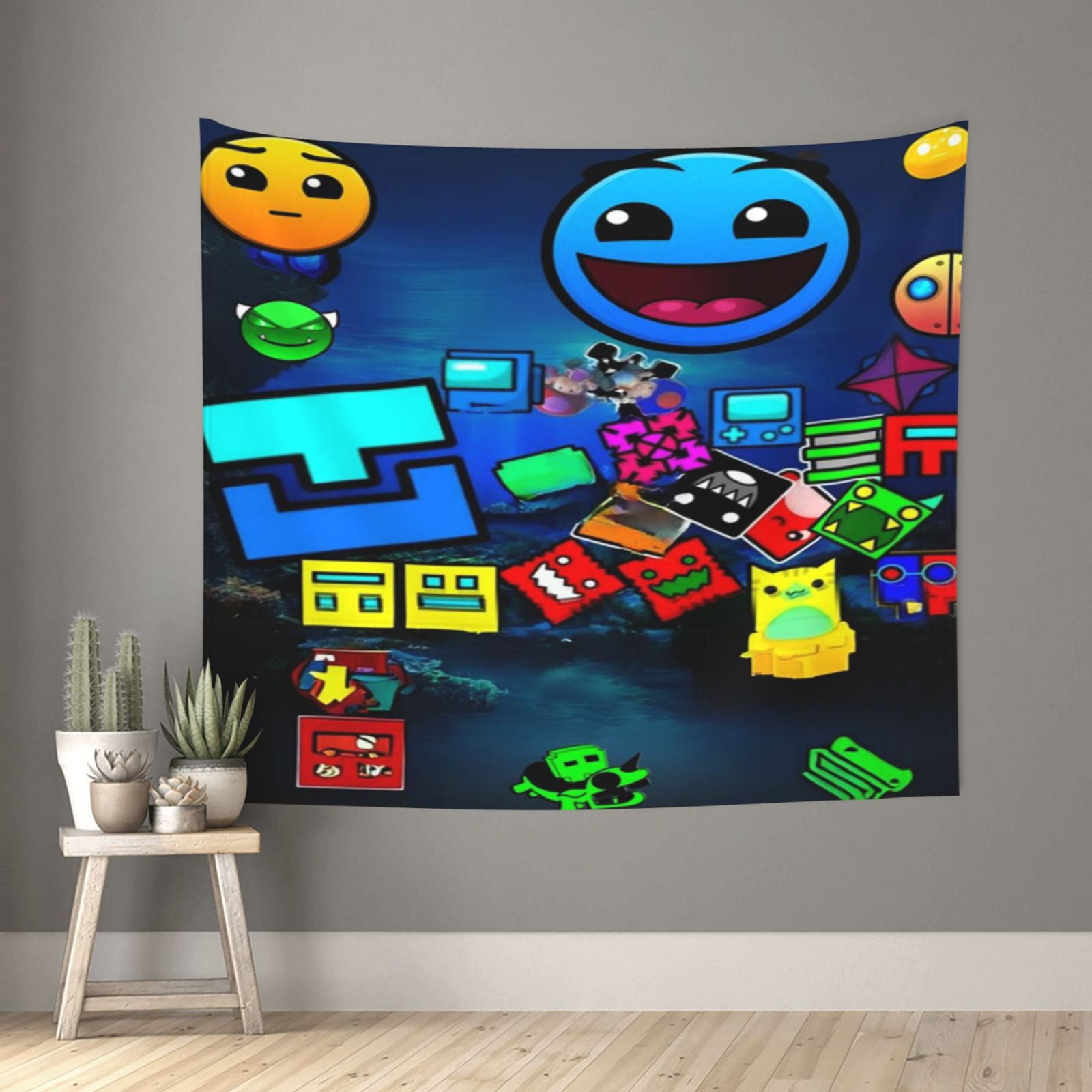 Geometry Dash Wall Tapestry Anime Poster For Bedroom Aesthetics Funny ...