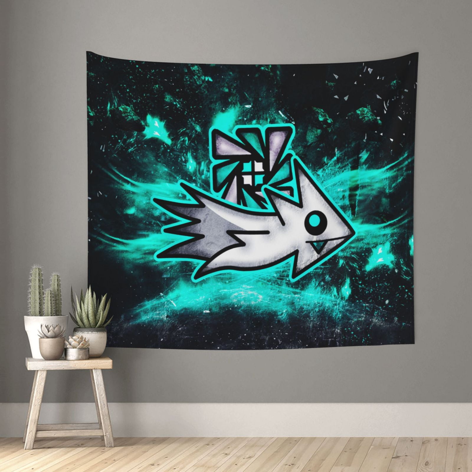 Geometry Dash Wall Tapestry Anime Poster For Bedroom Aesthetics Funny ...
