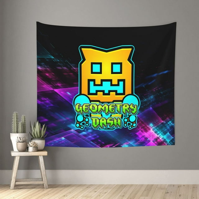 Geometry Dash Wall Tapestry Anime Poster For Bedroom Aesthetics Funny ...