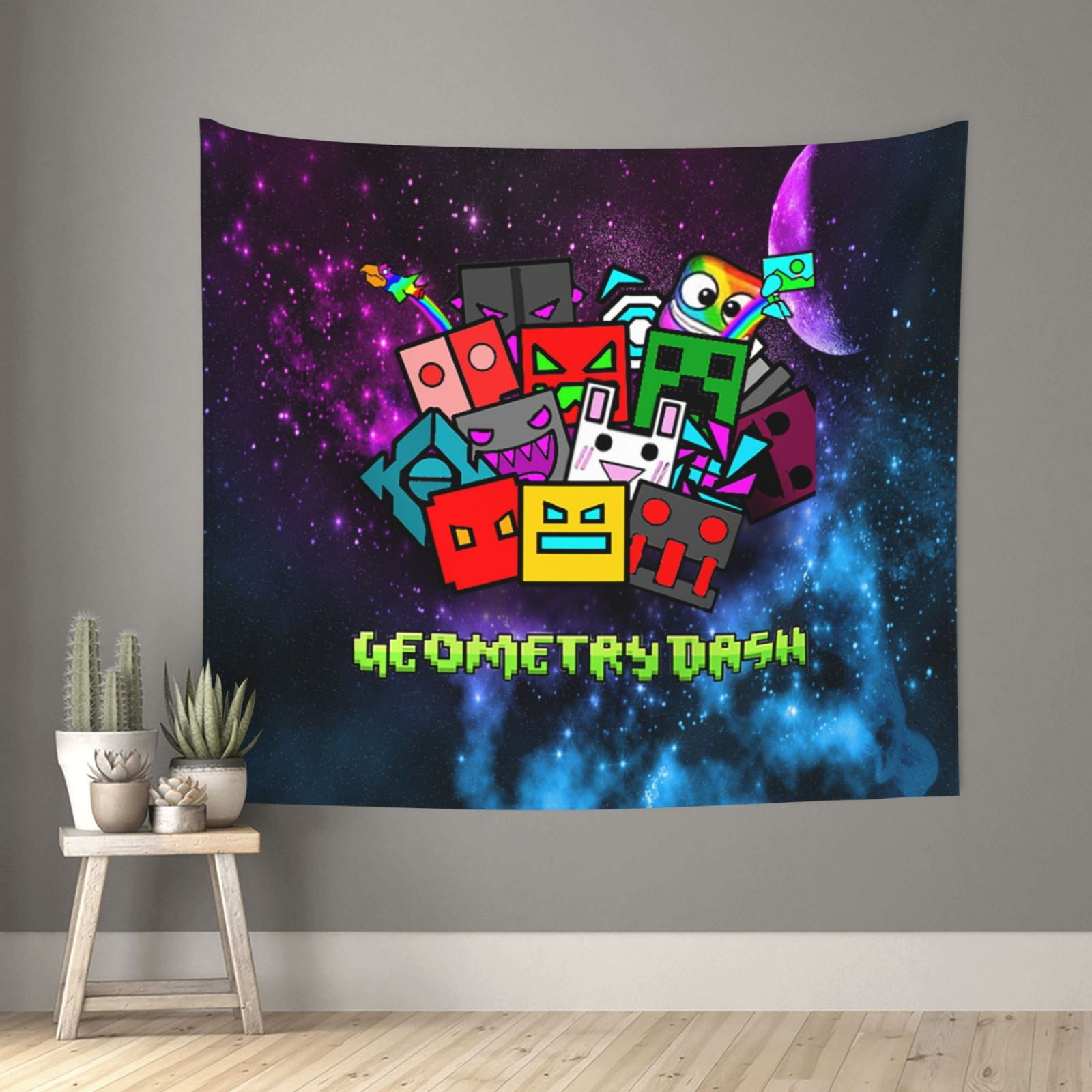 Geometry Dash Wall Tapestry Anime Poster For Bedroom Aesthetics Funny ...