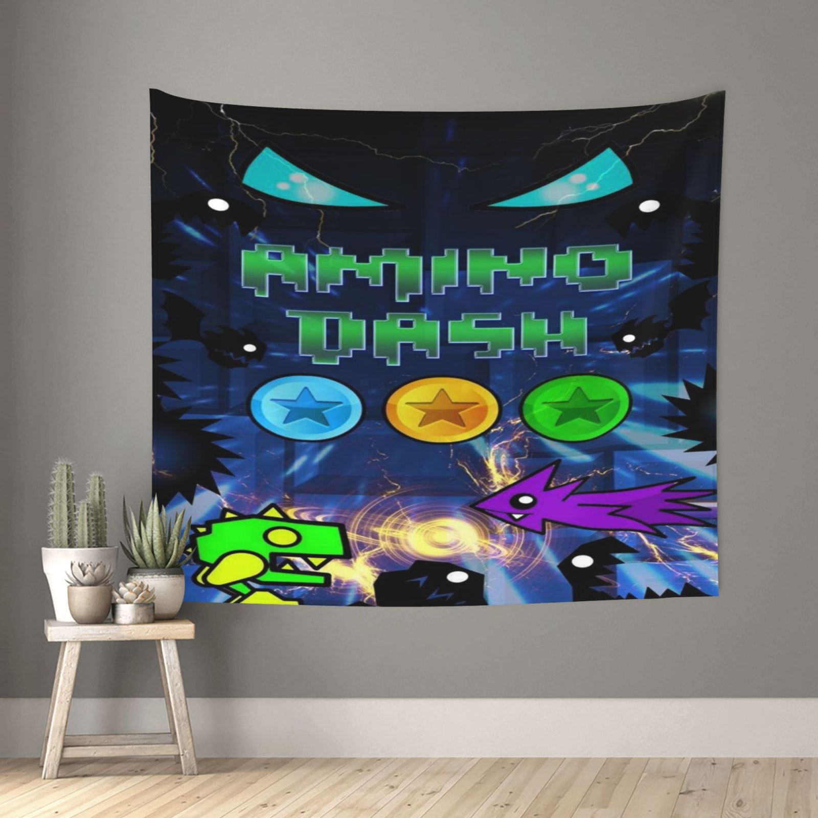 Geometry Dash Wall Tapestry Anime Poster For Bedroom Aesthetics Funny ...