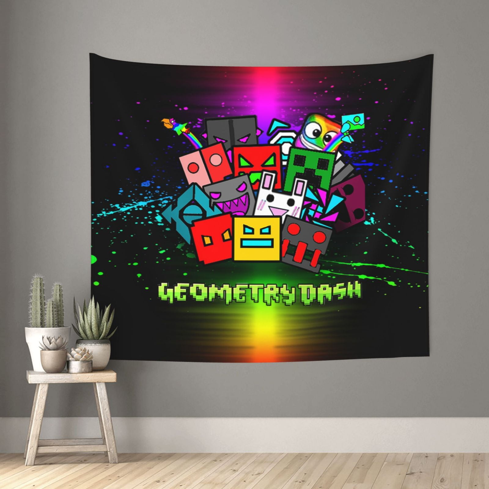 Geometry Dash Wall Tapestry Anime Poster For Bedroom Aesthetics Funny ...