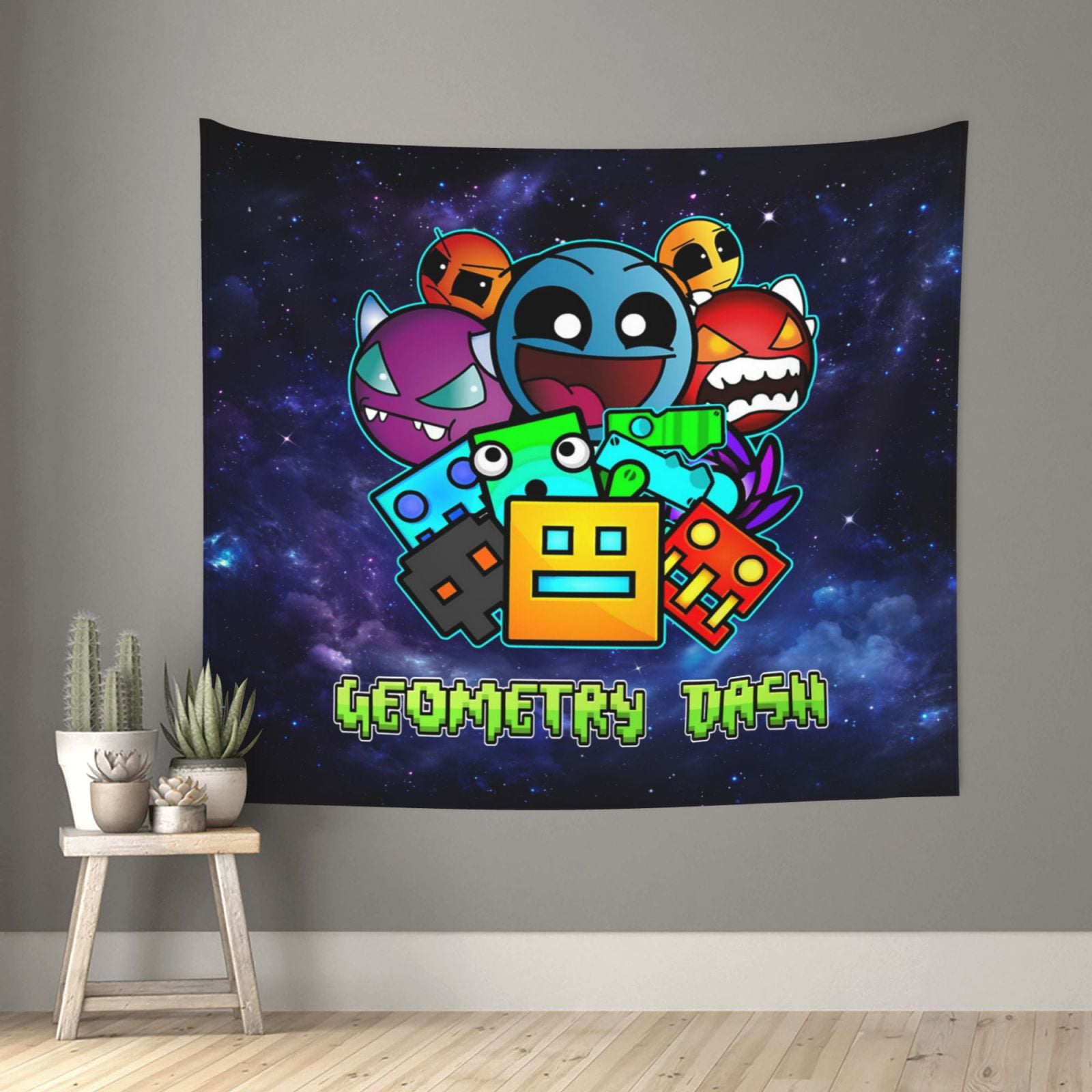 Geometry Dash Wall Tapestry Anime Poster For Bedroom Aesthetics Funny ...