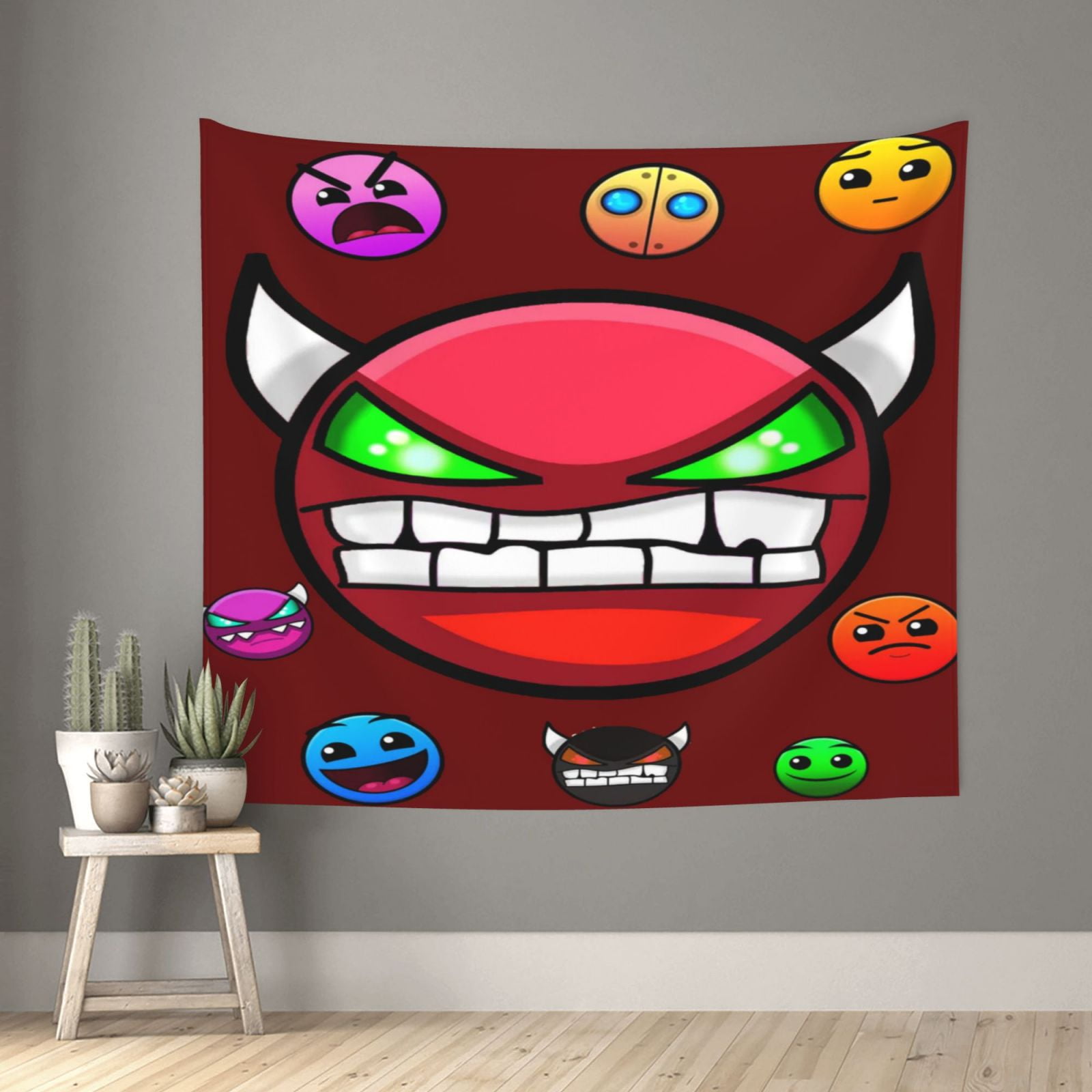 Geometry Dash Wall Tapestry Anime Poster For Bedroom Aesthetics Funny ...