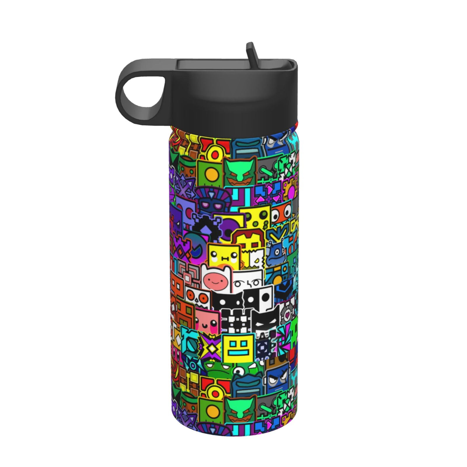 Geometry Dash Water Bottle, Cute Pattern Stainless Steel Vacuum ...
