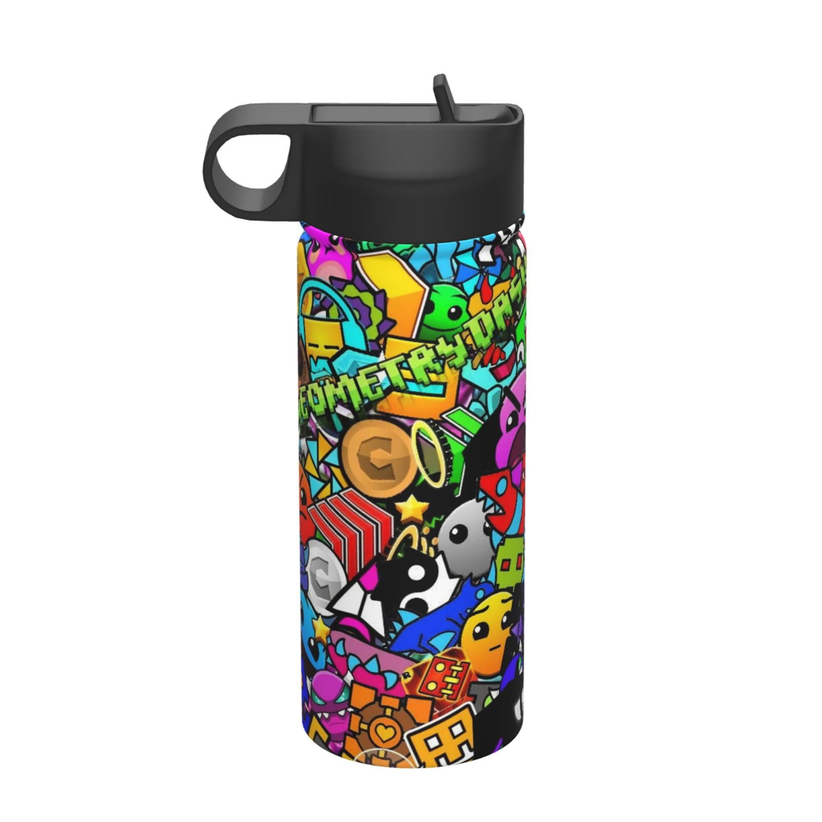 Geometry Dash Water Bottle, Cute Pattern Stainless Steel Vacuum ...