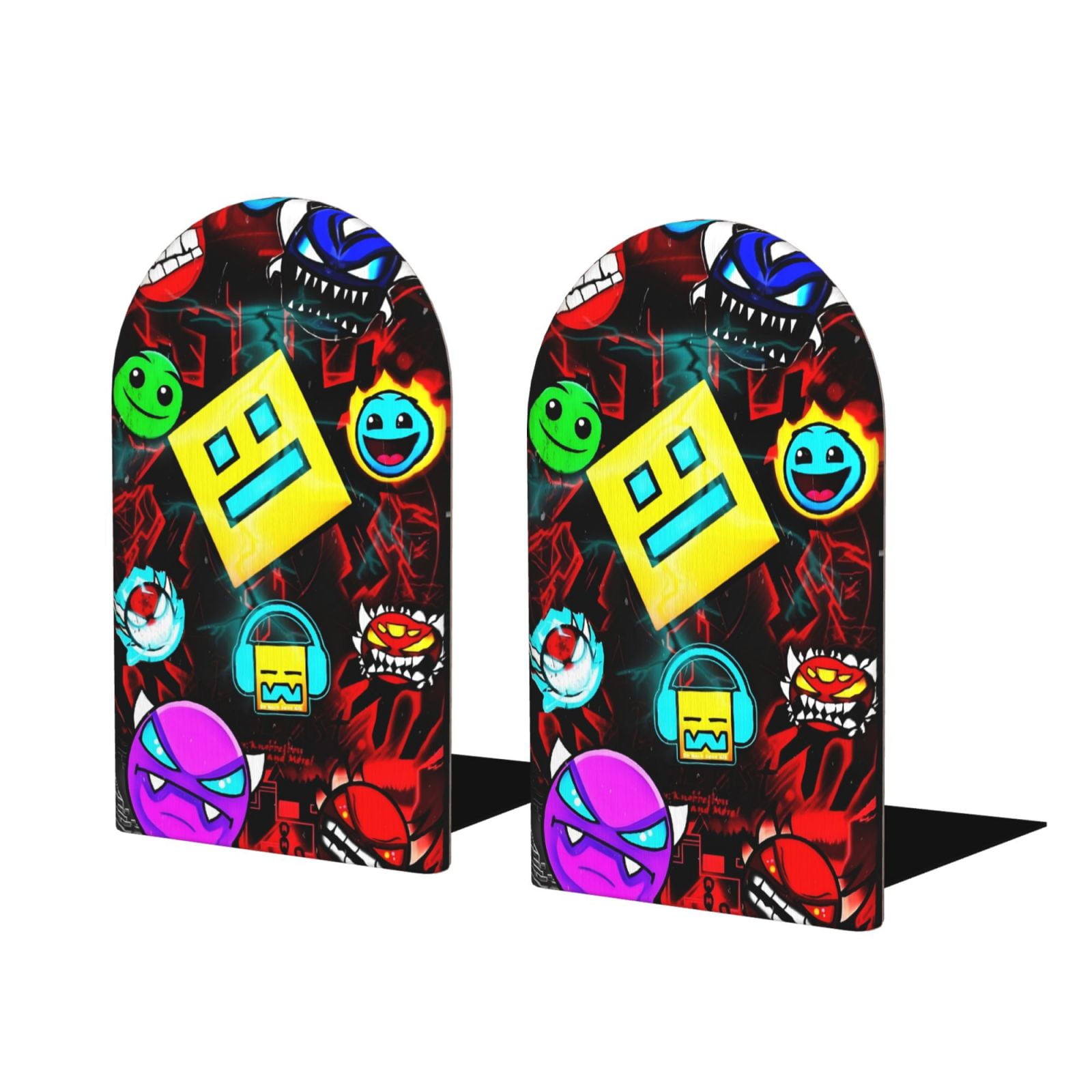 Geometry Dash Wooden Desktop Bookends, Decorative Bookshelf Display ...