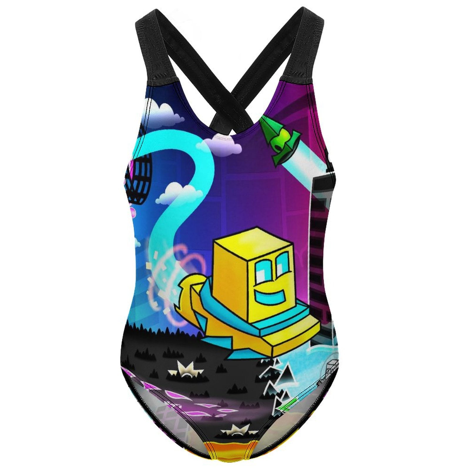Geometry Dash World Children's One-piece Swimsuit Summer Girl's ...