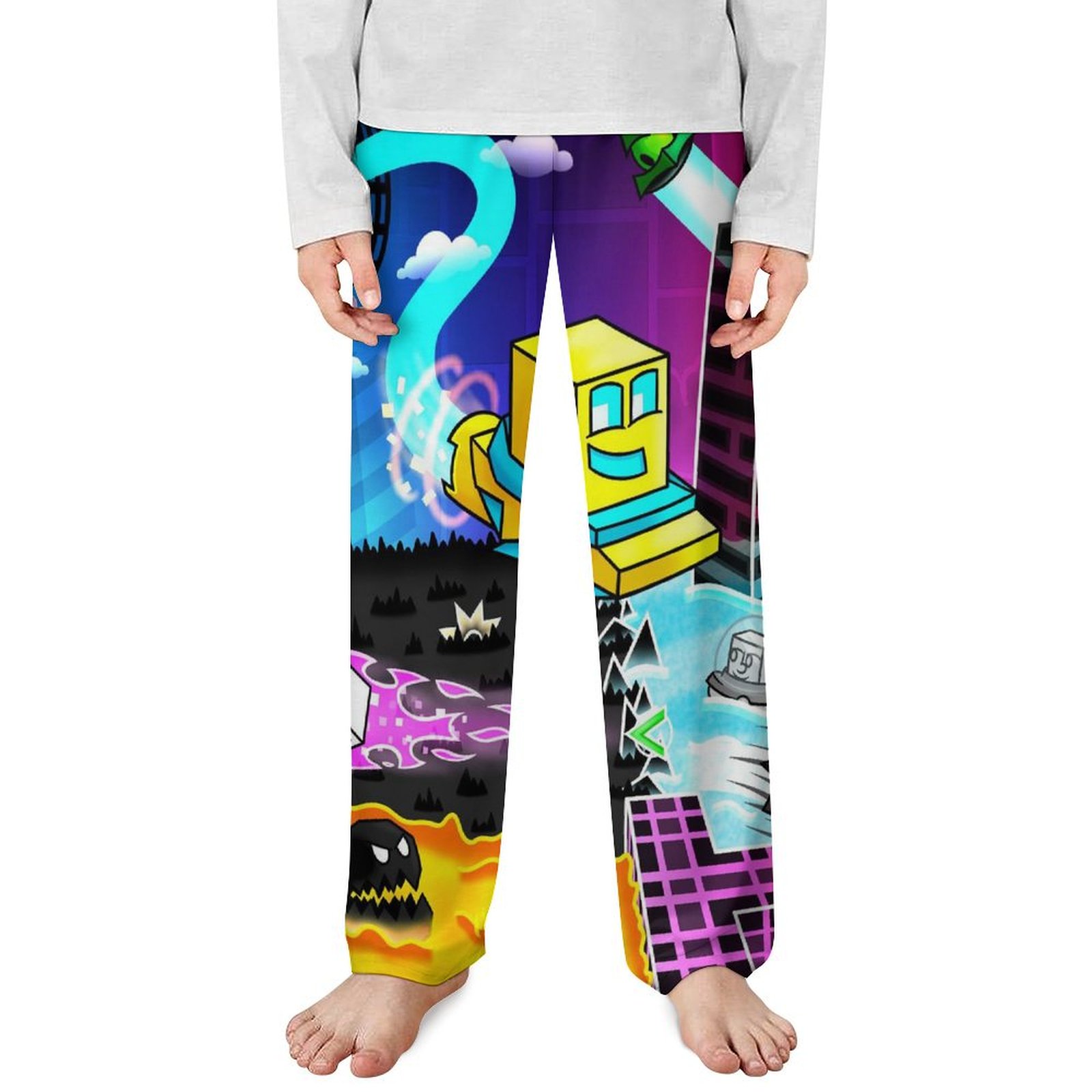 Geometry Dash World Children's Pajamas Cozy Lounge Straight Leg ...