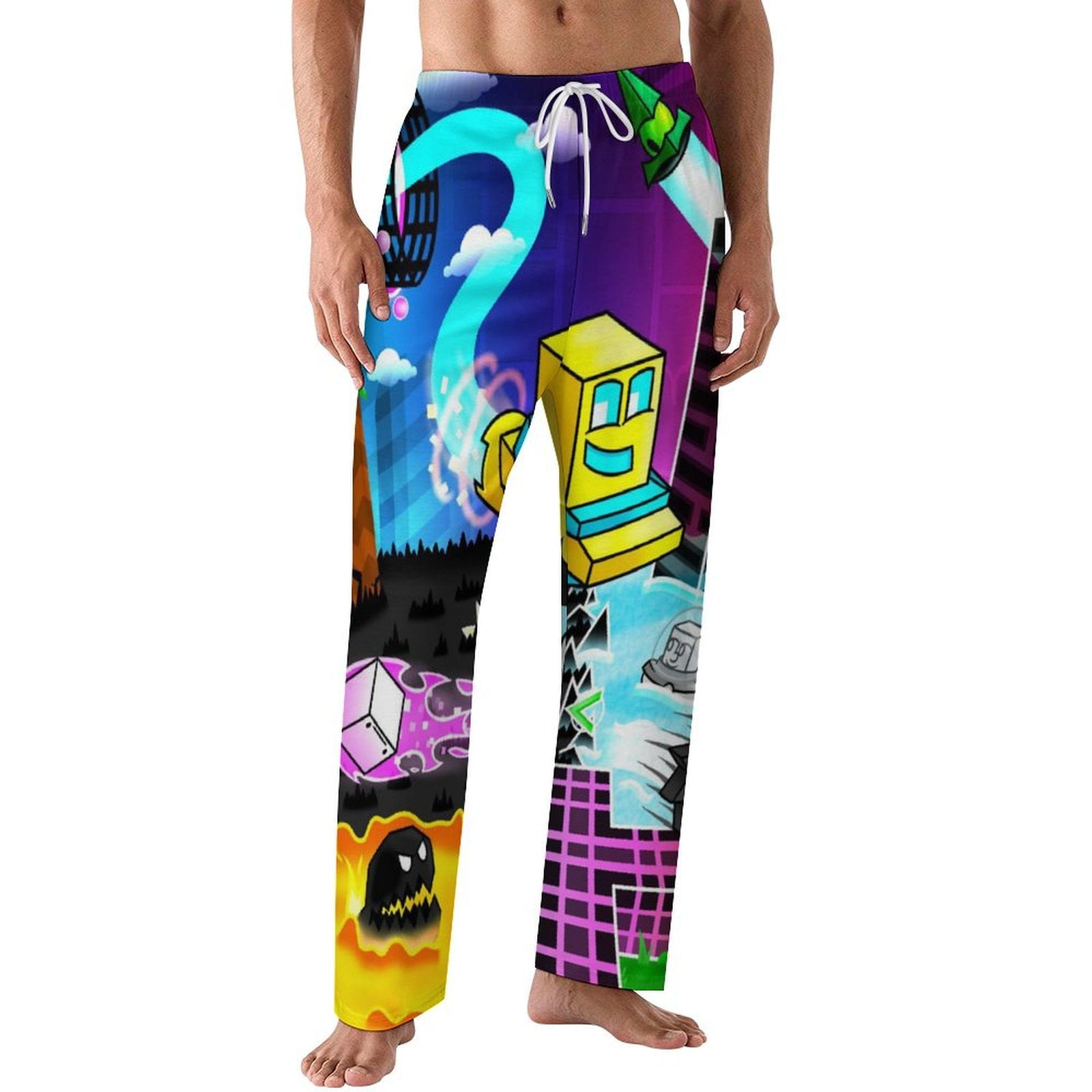 Geometry Dash World Mens Pajama Pants Cozy Soft Lounge Sleep Pajamas ...