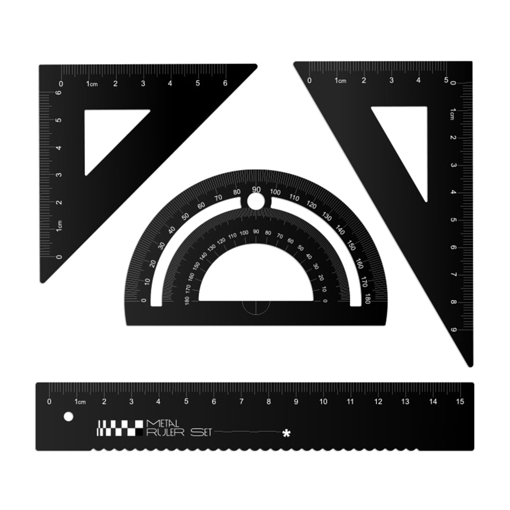 Geometry Dawing Tool Set with Straight Ruler Set Square Math Protractor ...