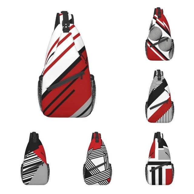 Geometry Diagonal Stripes Sling Bags for Men Abstract Geometric Pattern ...