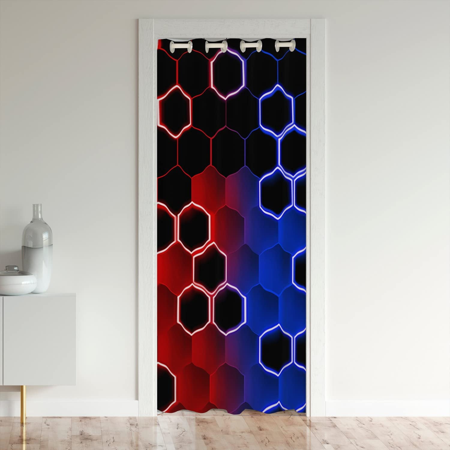 Geometry Hycomb Print Door Curtains Privacy Closet Curtain for Living ...