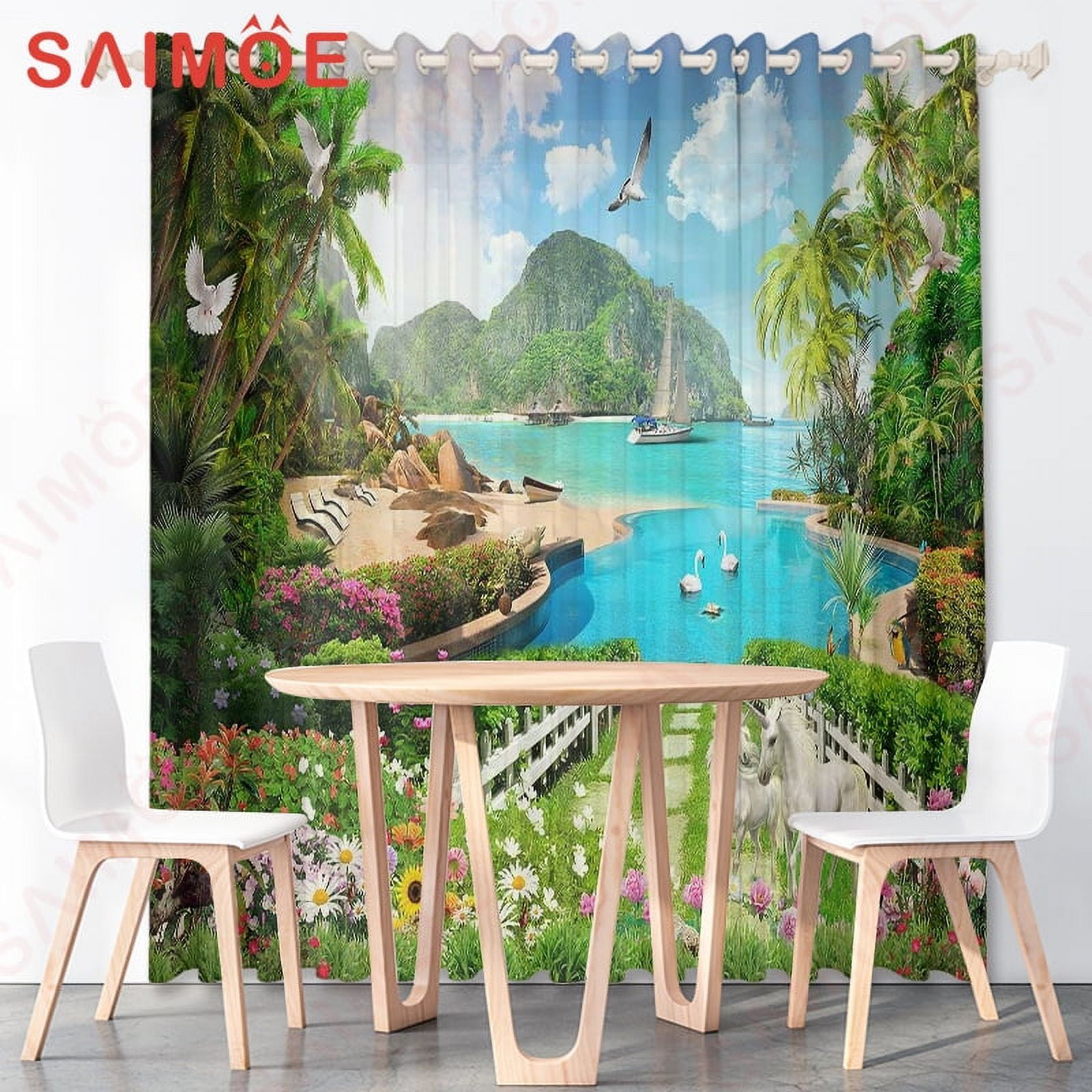 Geometry Hycomb Print Door Curtains Privacy Closet Curtain for Living ...