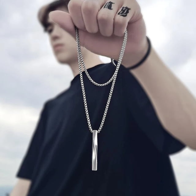 Geometry Interlocking Square Triangle Male Pendant for Men Stainless ...