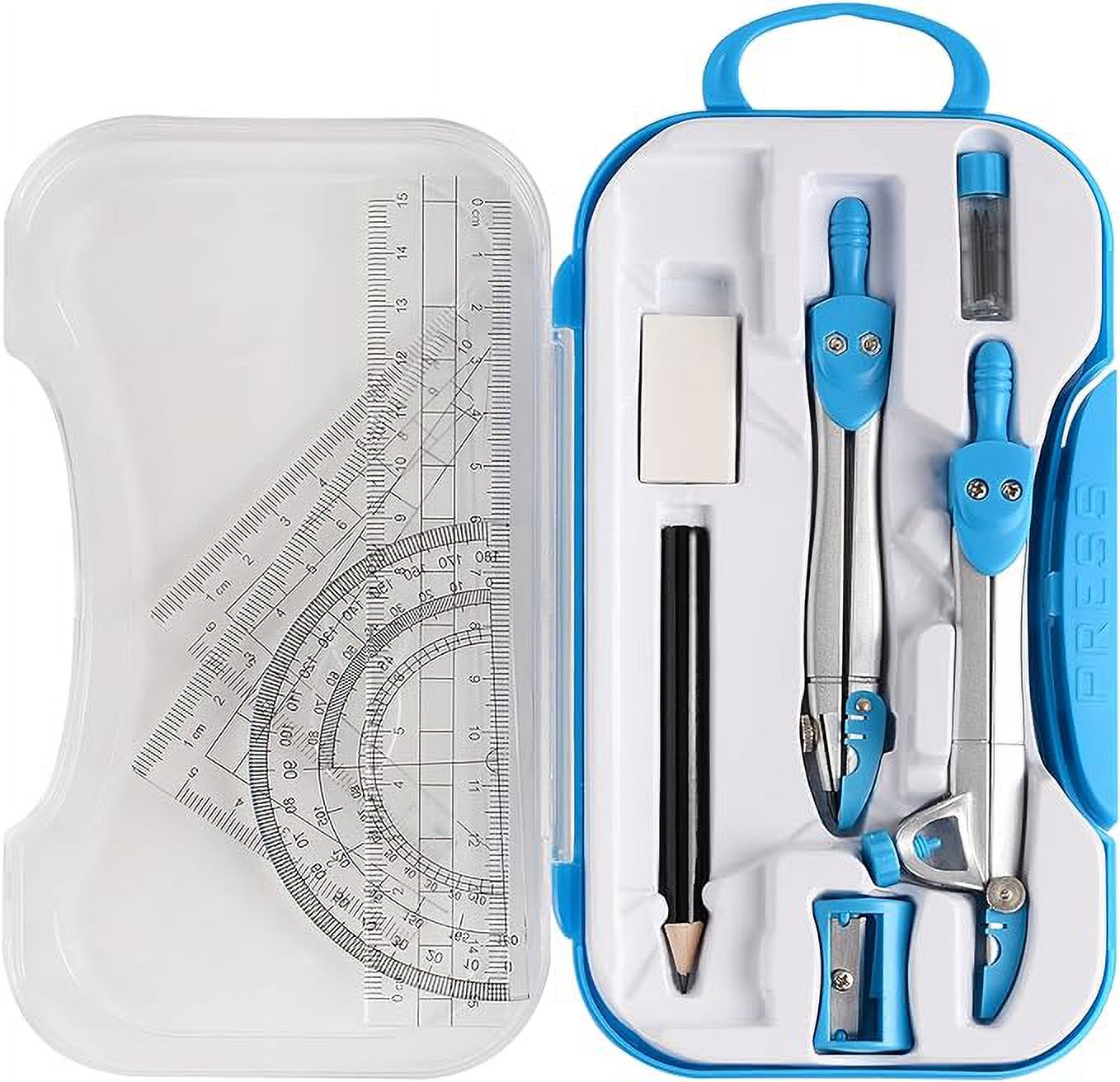 Geometry Kit, ZOOZE 10-Piece Math Tool Kit with Compasses, Protractor ...