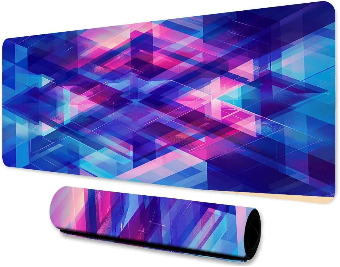 Geometry Large Mouse Pad 31.5x11.8 Inches Trippy Neon Colored Square ...
